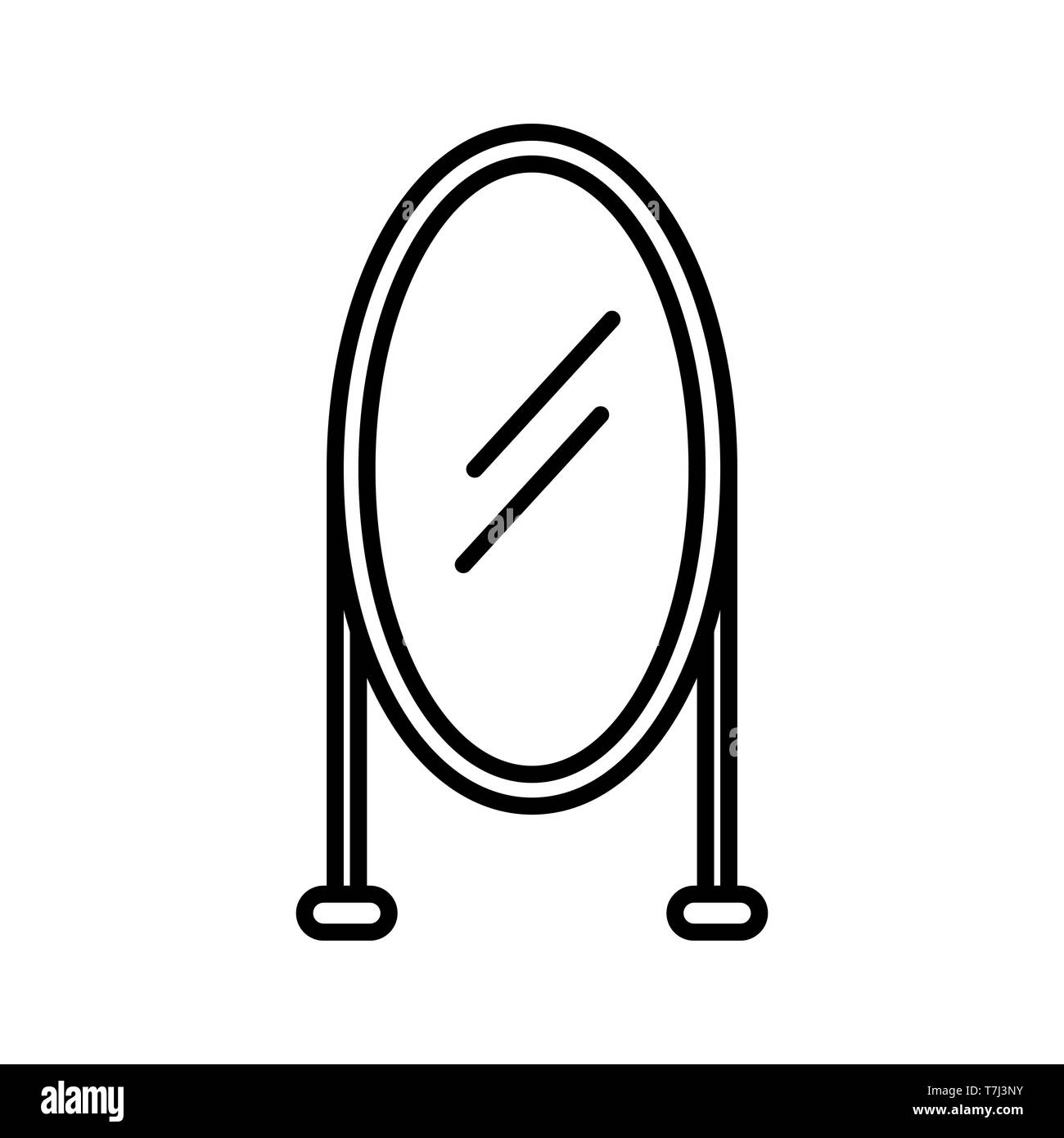 Mirror line icon isolated on white background. Outline thin reflection ...