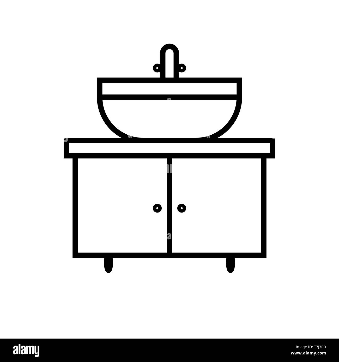 Sink line icon isolated on white background. Outline thin basin ...