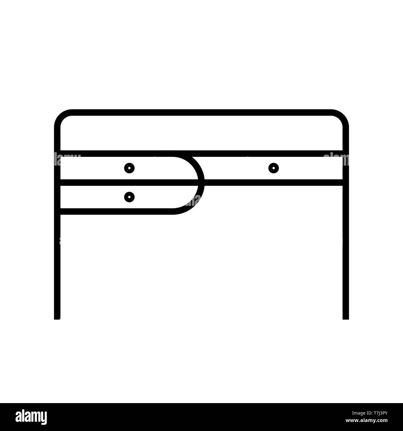 Desk line icon isolated on white background. Outline thin business ...