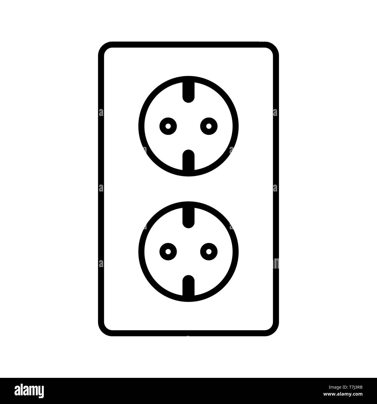 Socket line icon isolated on white background. Outline thin electrical ... Socket line icon isolated on white background. Outline thin electrical ...