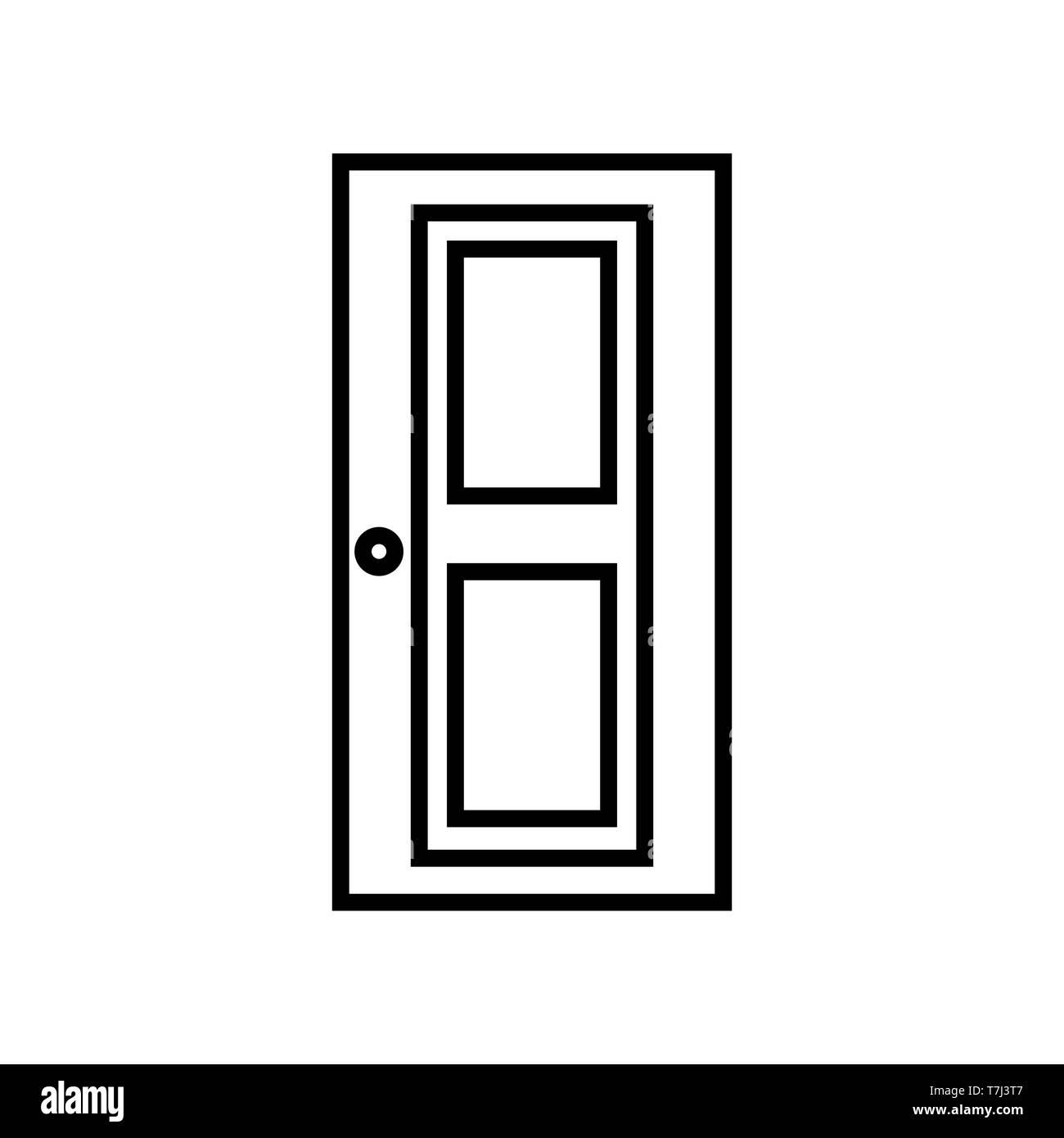 Door line icon isolated on white background. Outline thin black ...