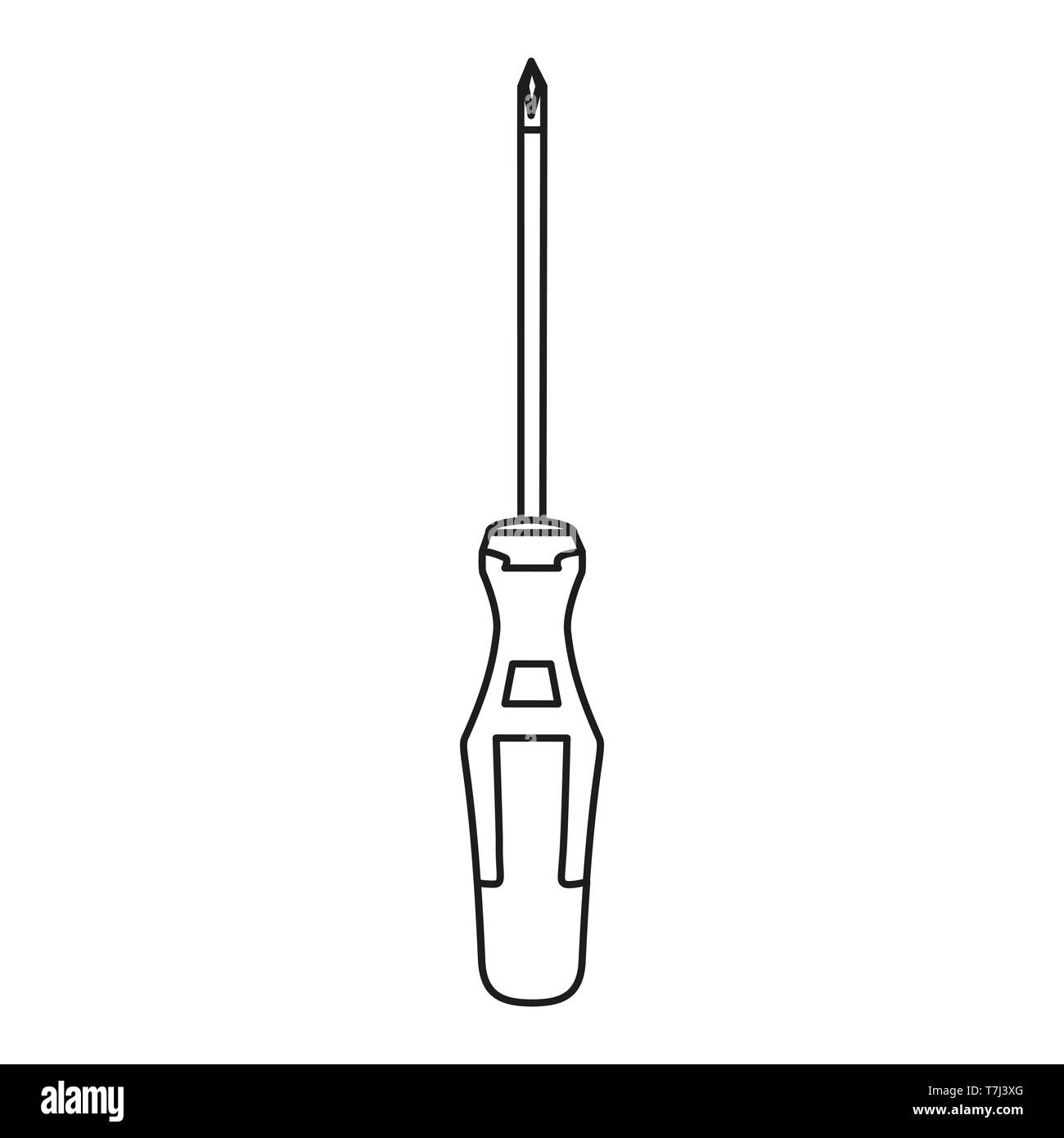 Screw driver line icon isolated on white background. Outline thin ...