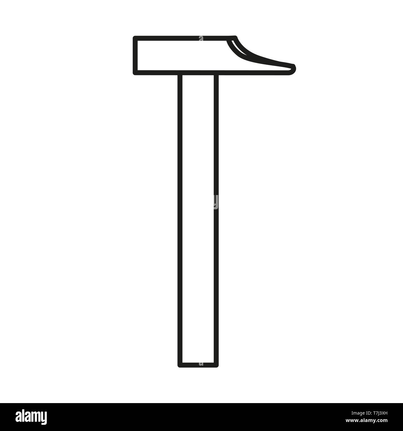 Hammer line icon isolated on white background. Outline thin equipment ...