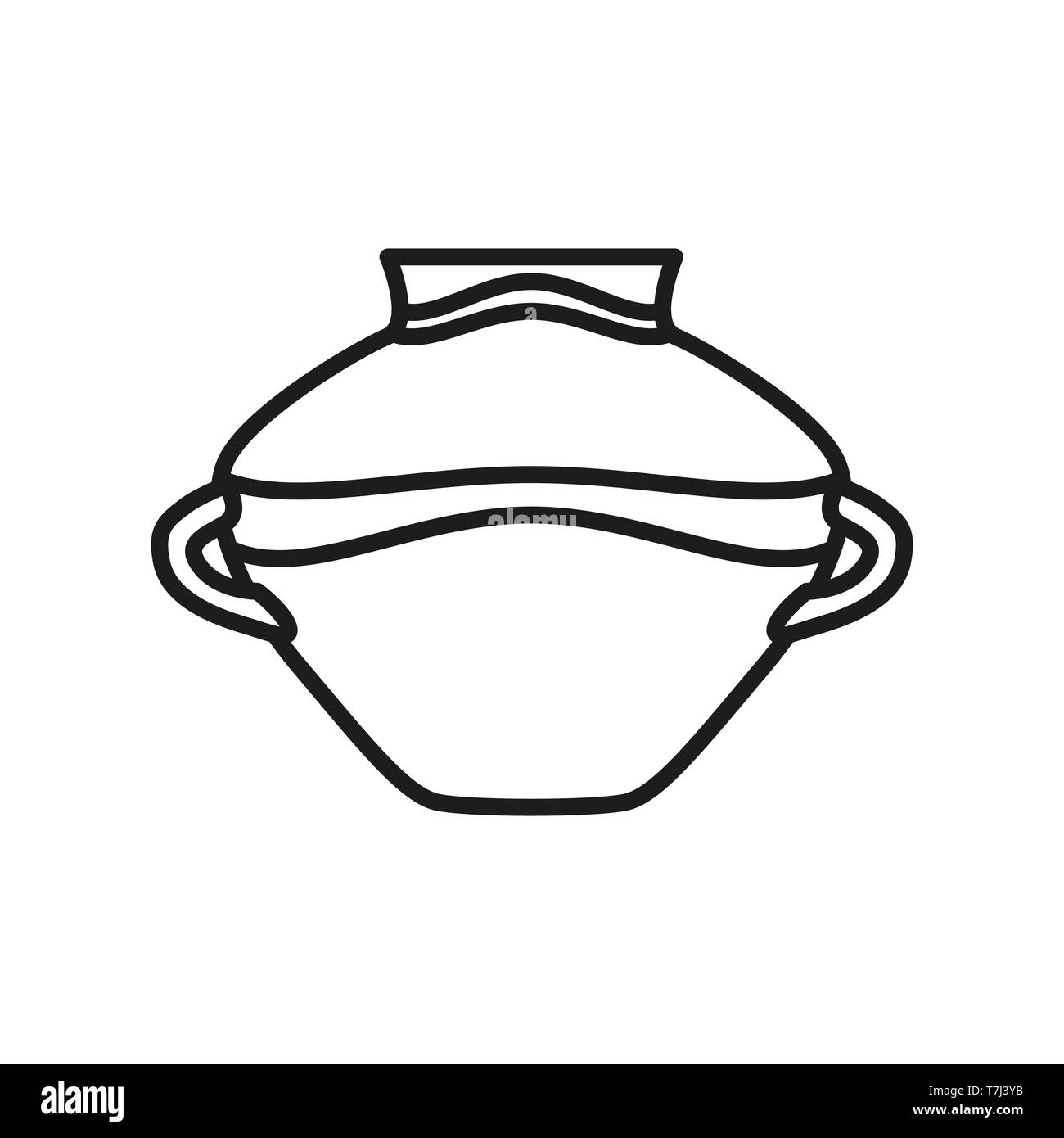 Pot line icon isolated on white background. Outline thin graphic garden ...