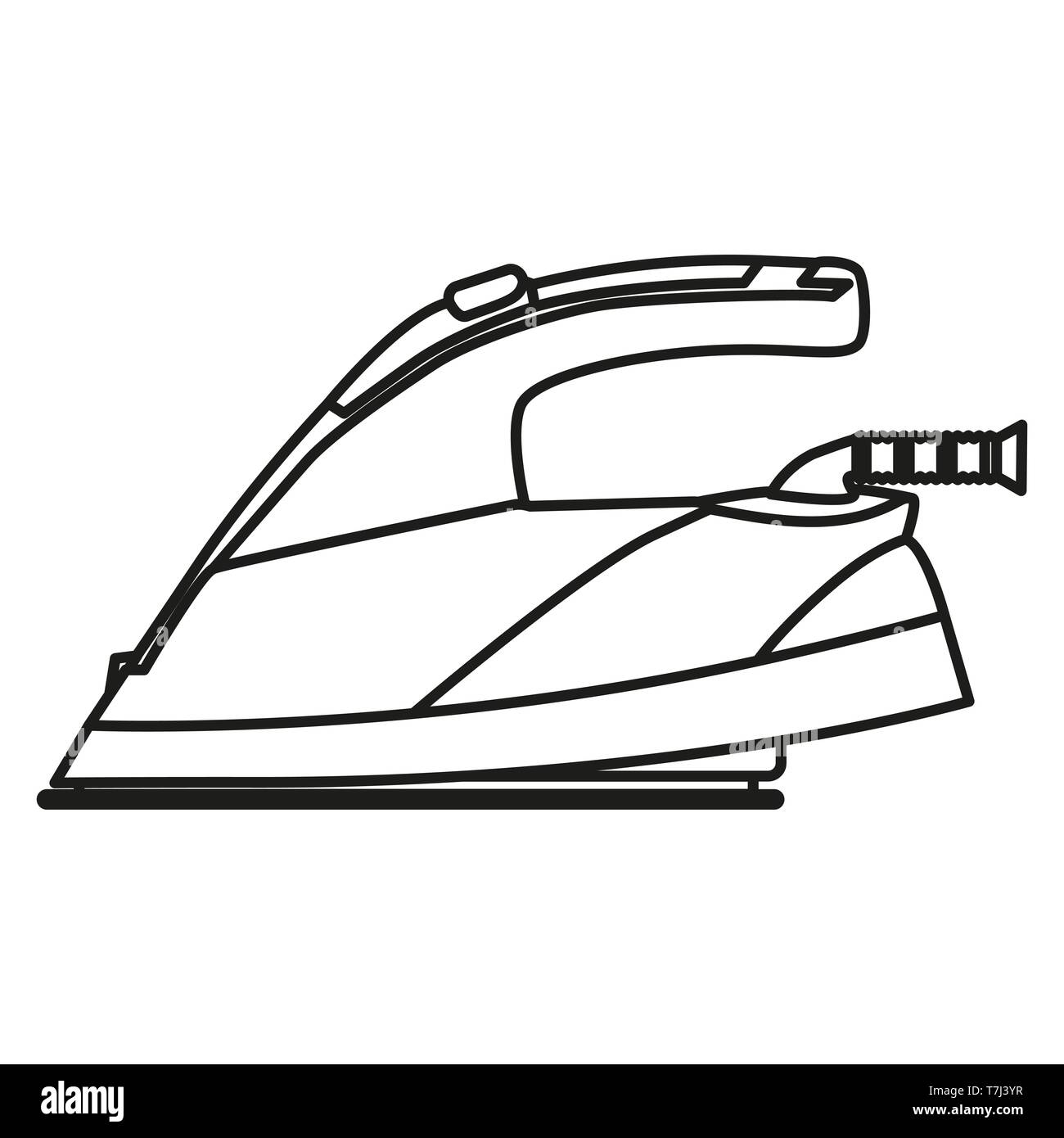 Steam iron line icon isolated on white background. Outline thin hot ...