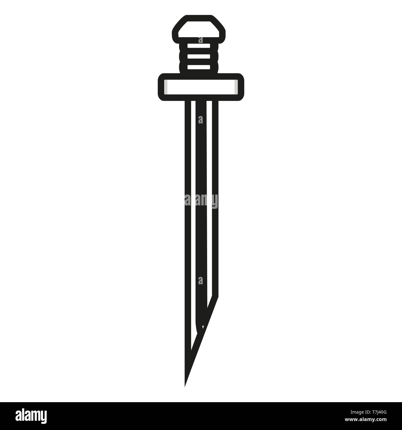 Sword line icon isolated on white background. Outline thin black weapon ...