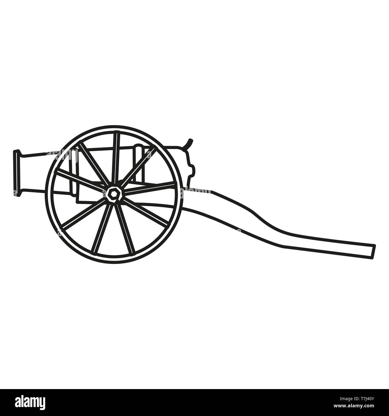Cannon line icon isolated on white background. Outline thin artillery ...