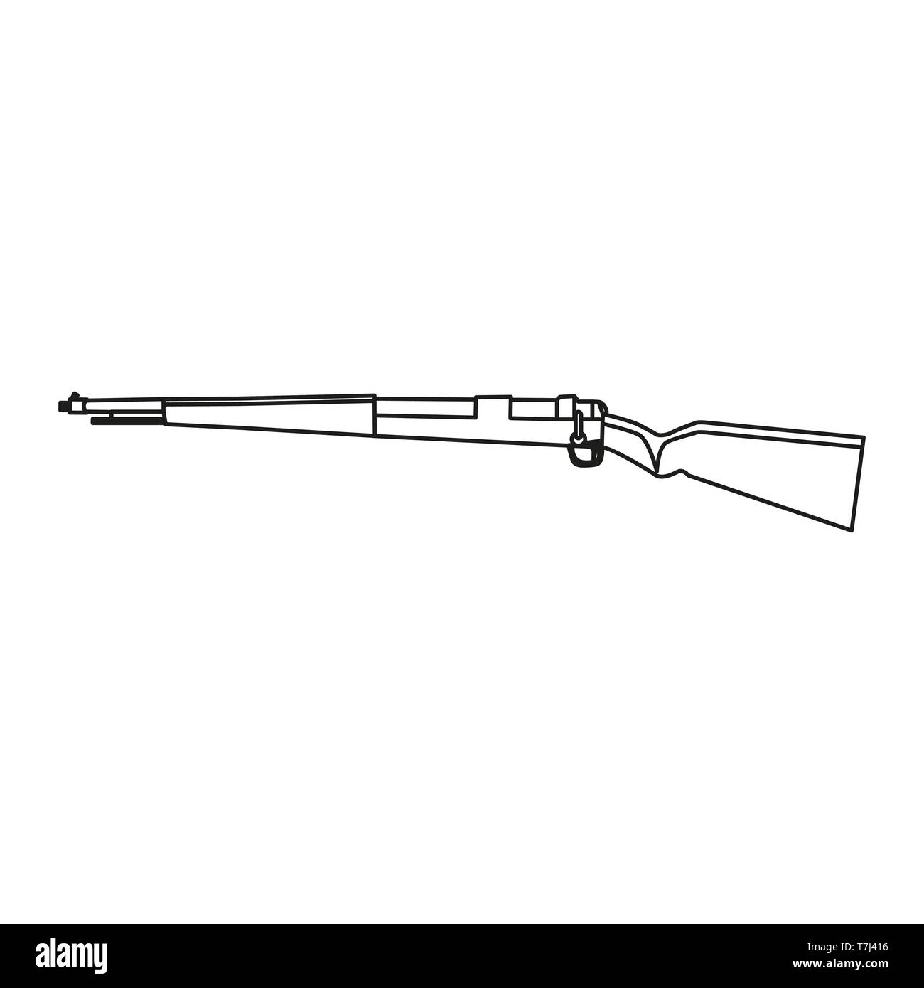 Rifle line icon isolated on white background. Outline thin military gun ...