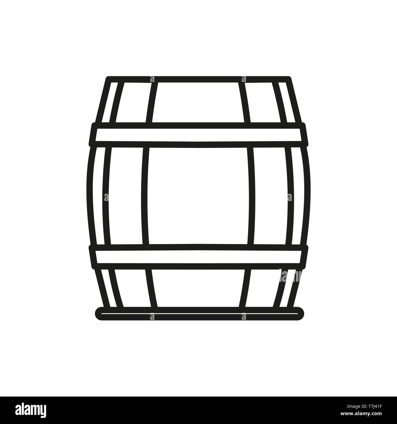 Barrel line icon isolated on white background. Outline thin alcohol ...
