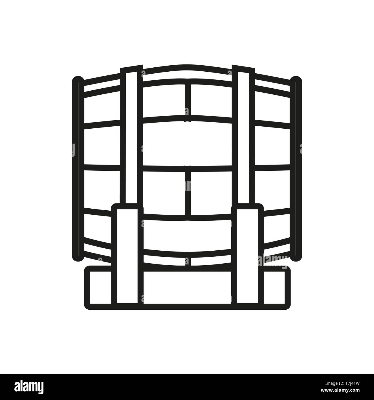 Barrel line icon isolated on white background. Outline thin alcohol ...