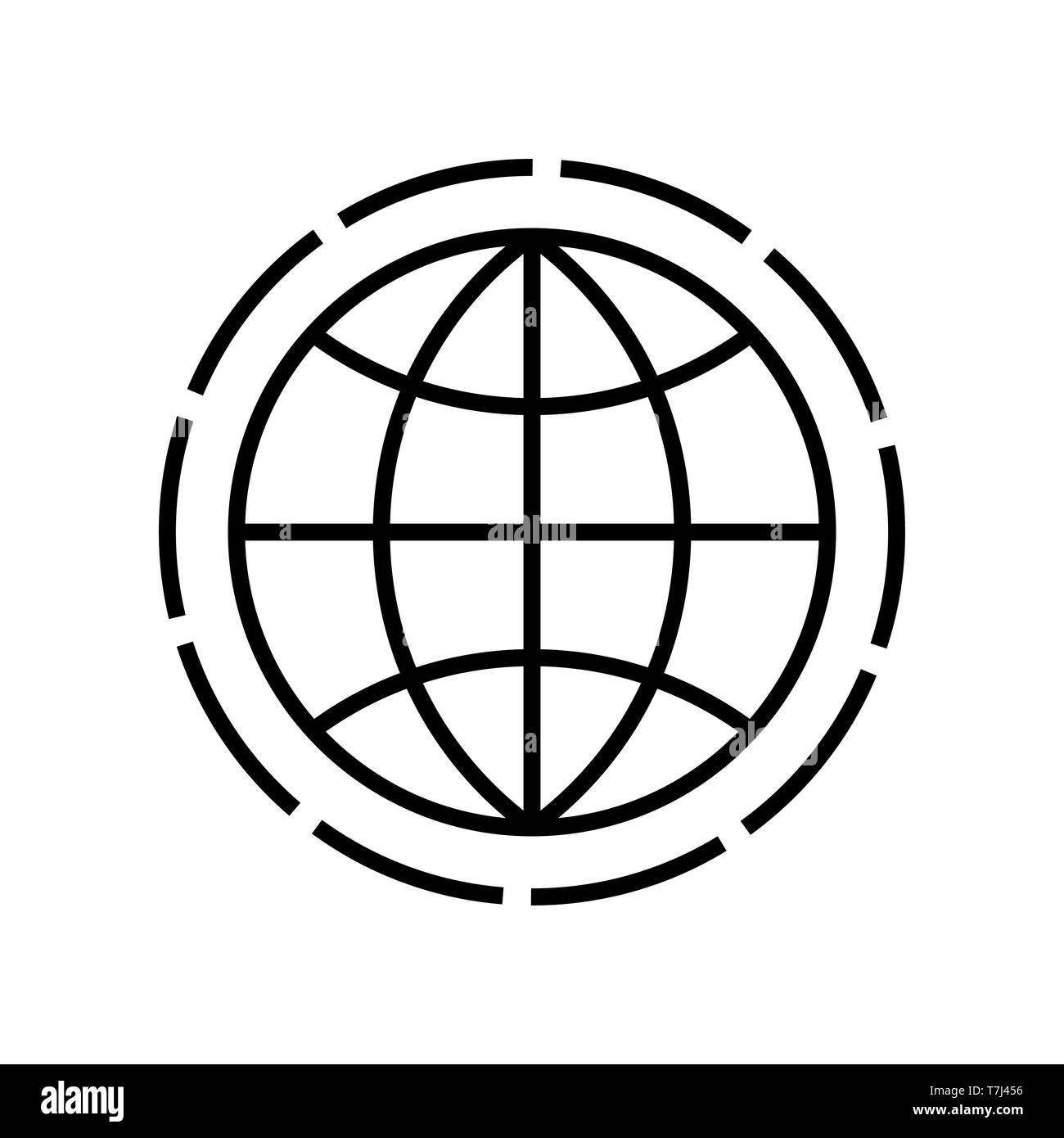 Worldwide line icon isolated on white background. Outline thin network ...