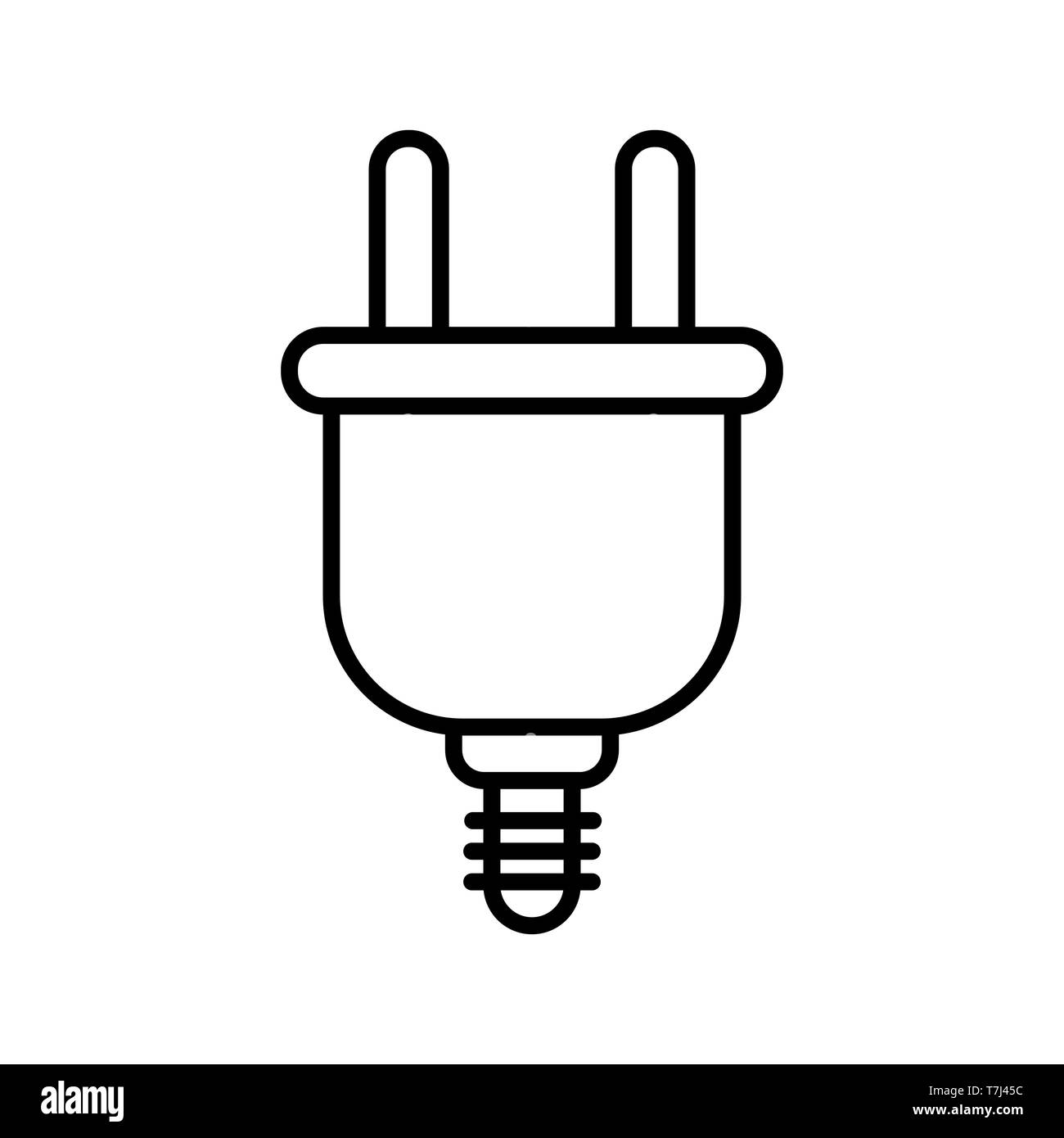 Plug line icon isolated on white background. Outline thin connection ...