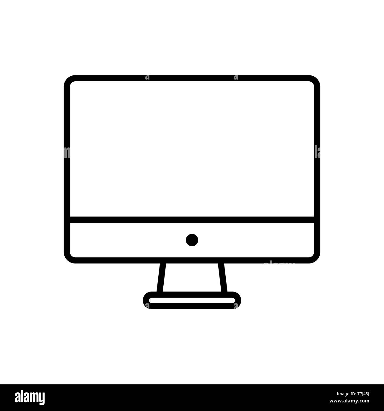 Computer line icon isolated on white background. Outline thin business ...