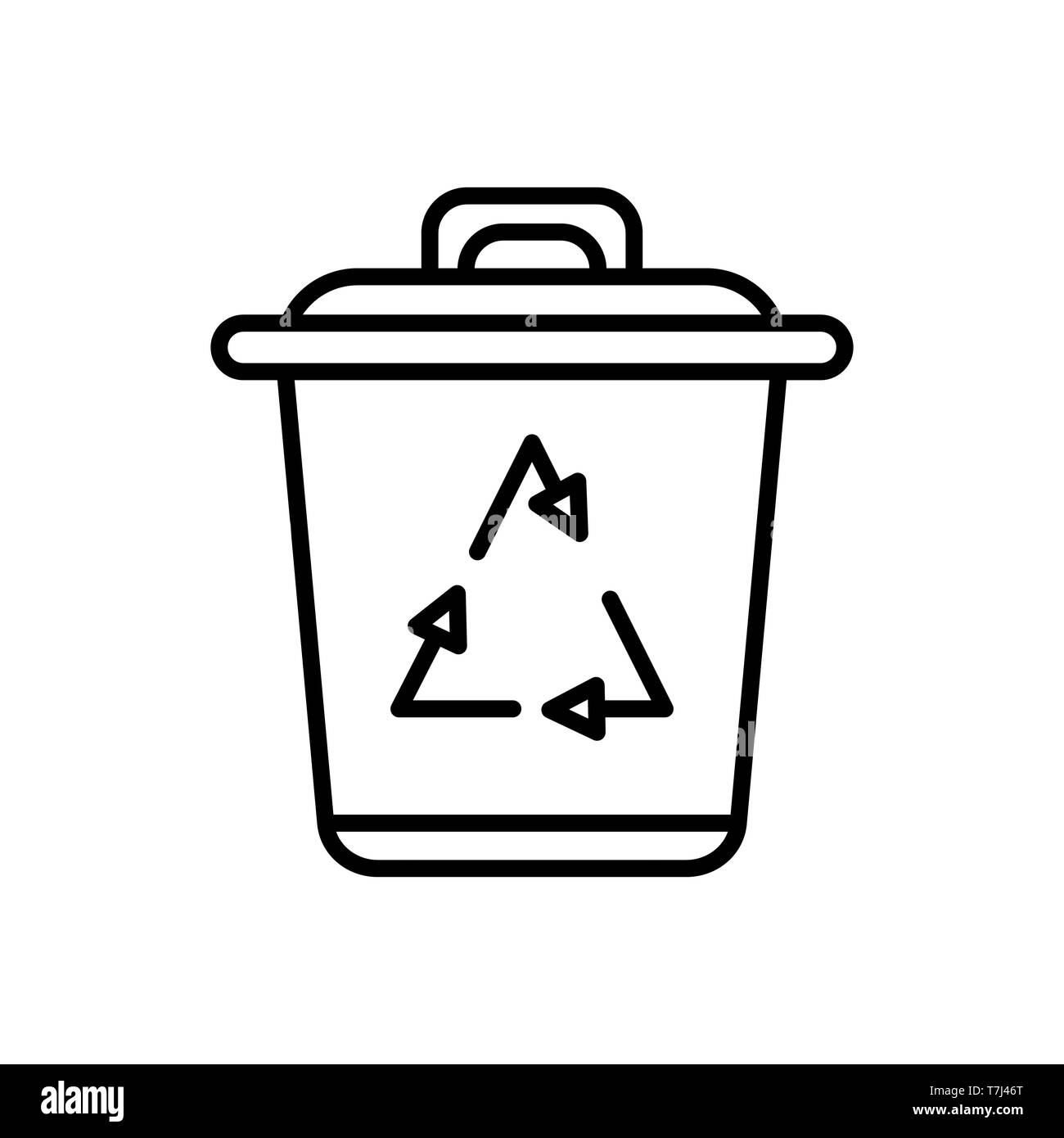 Recycle bin line icon isolated on white background. Outline thin clean ...