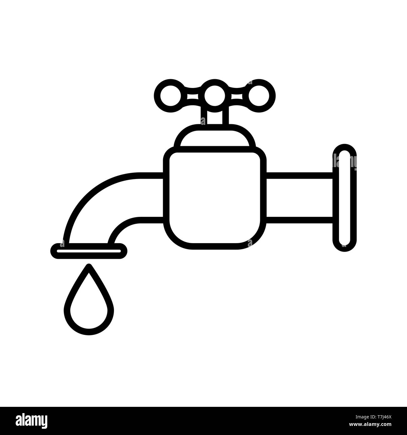 Water line icon isolated on white background. Outline thin drop liquid ...