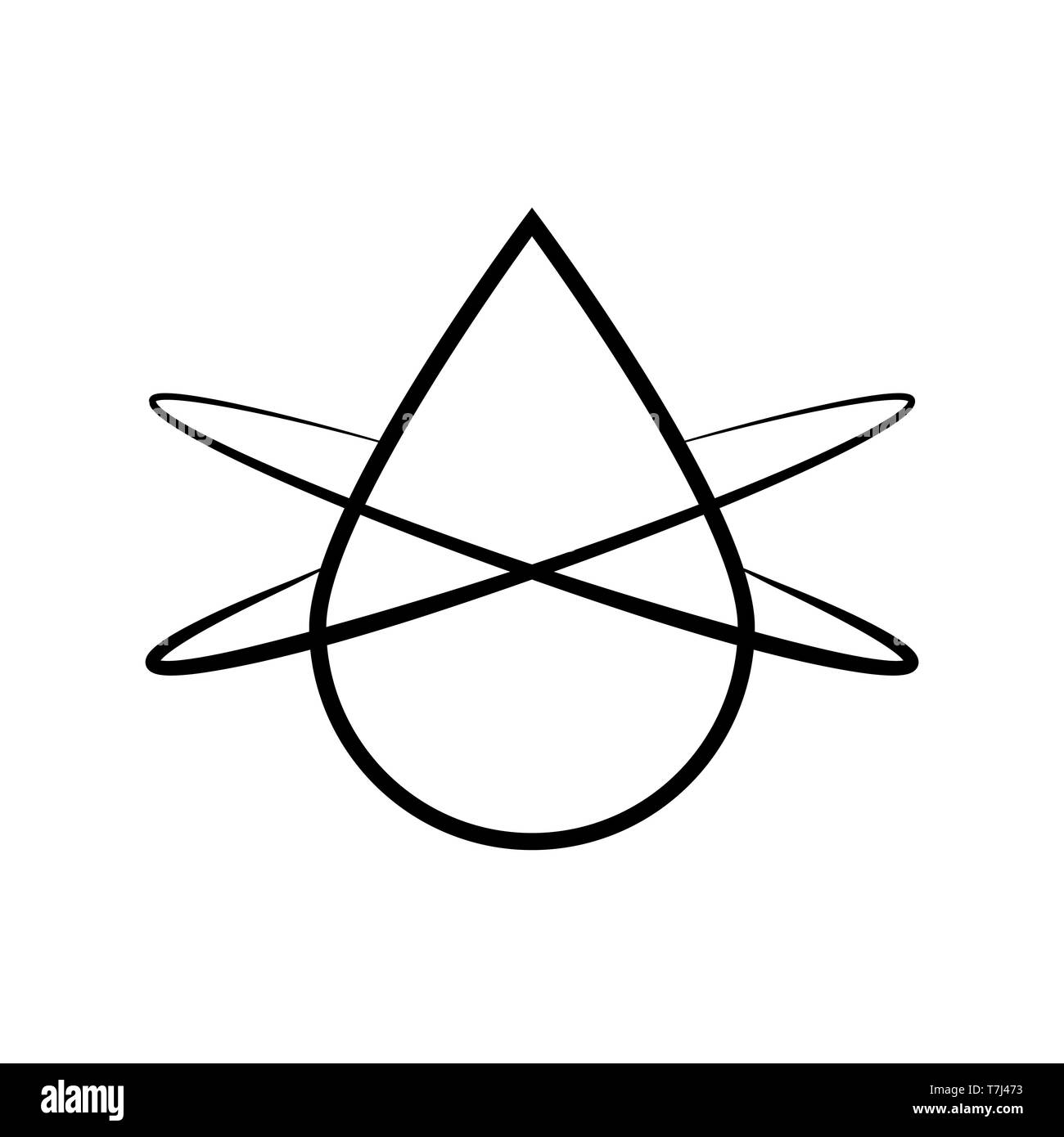 Water line icon isolated on white background. Outline thin drop liquid ...