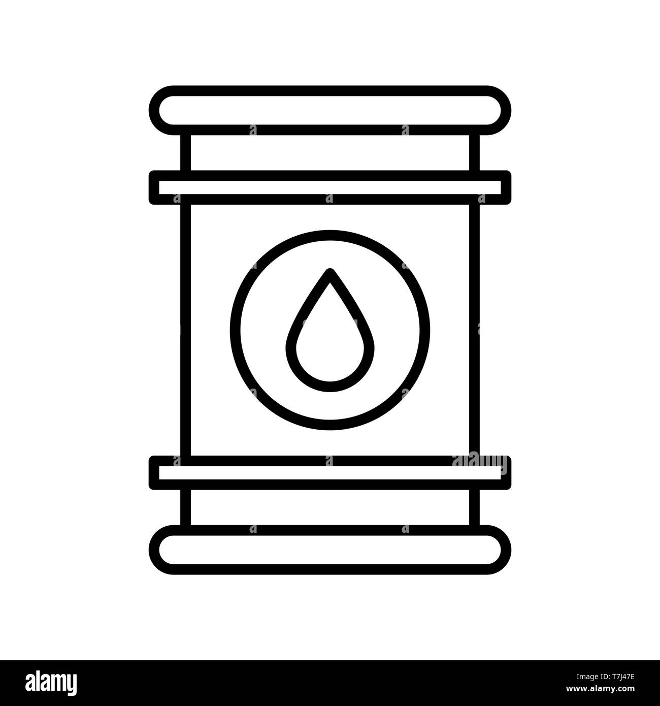 Barrel line icon isolated on white background. Outline thin industrial ...