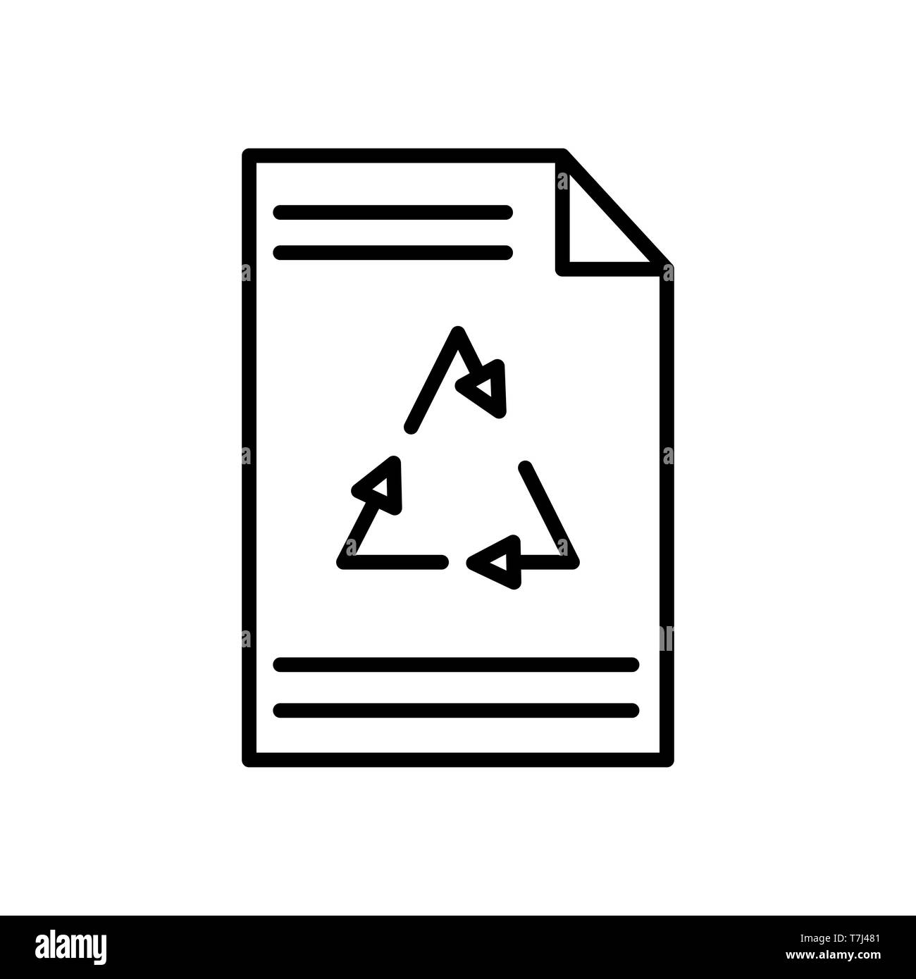 Recycle paper line icon isolated on white background. Outline ...