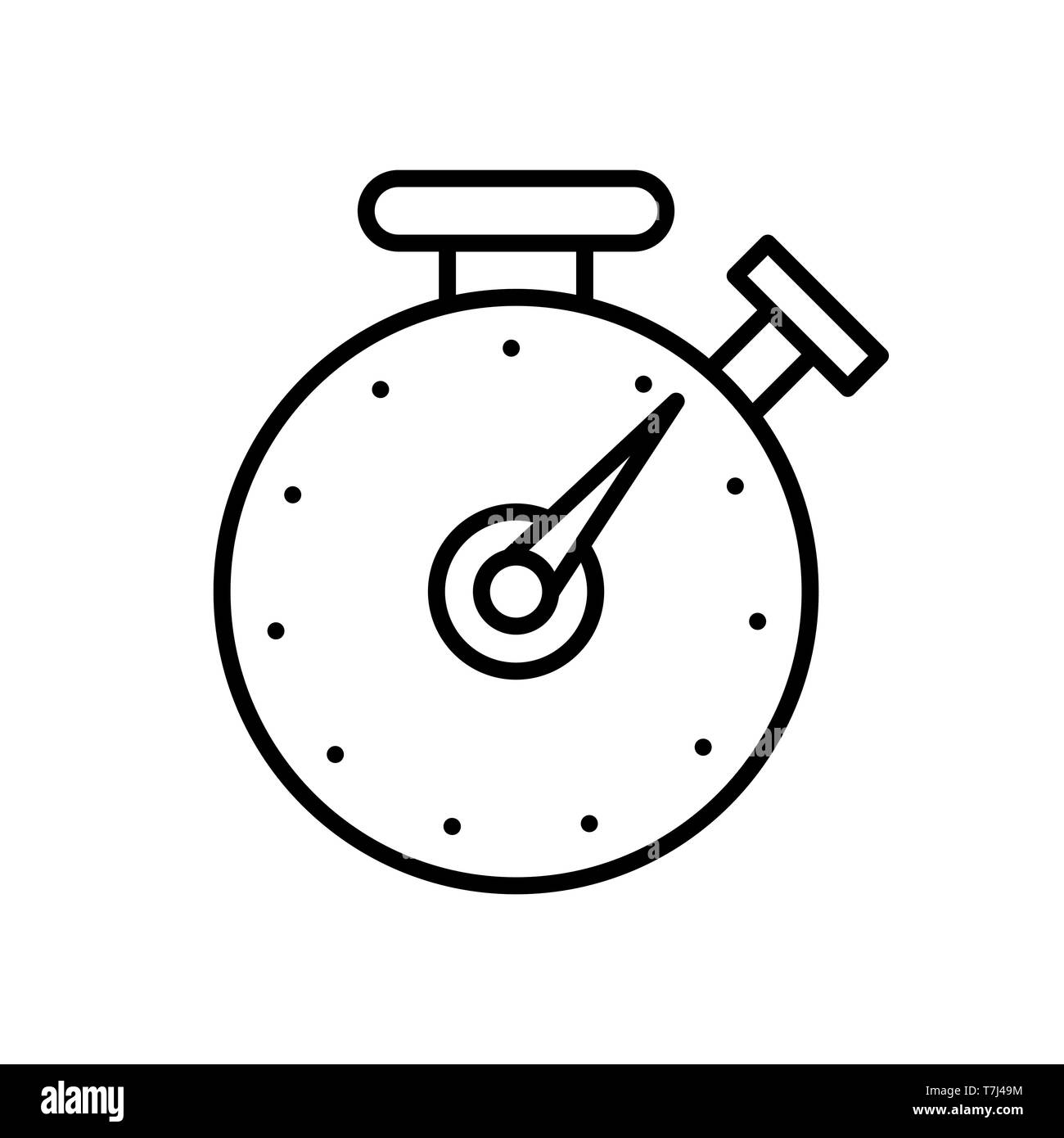 Stopwatch line icon isolated on white background. Outline thin timer ...