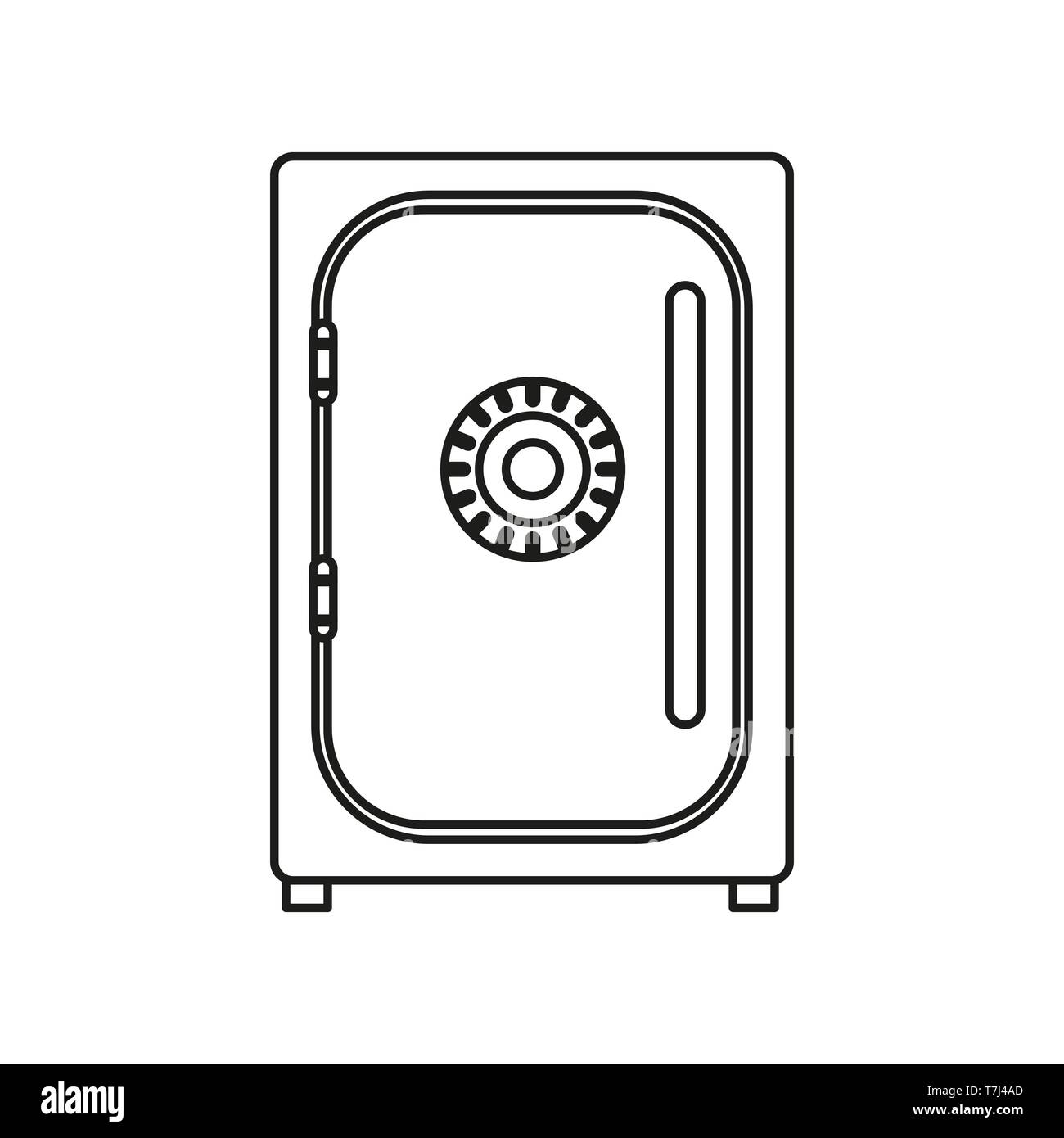 Safe line icon isolated on white background. Outline thin protection ...