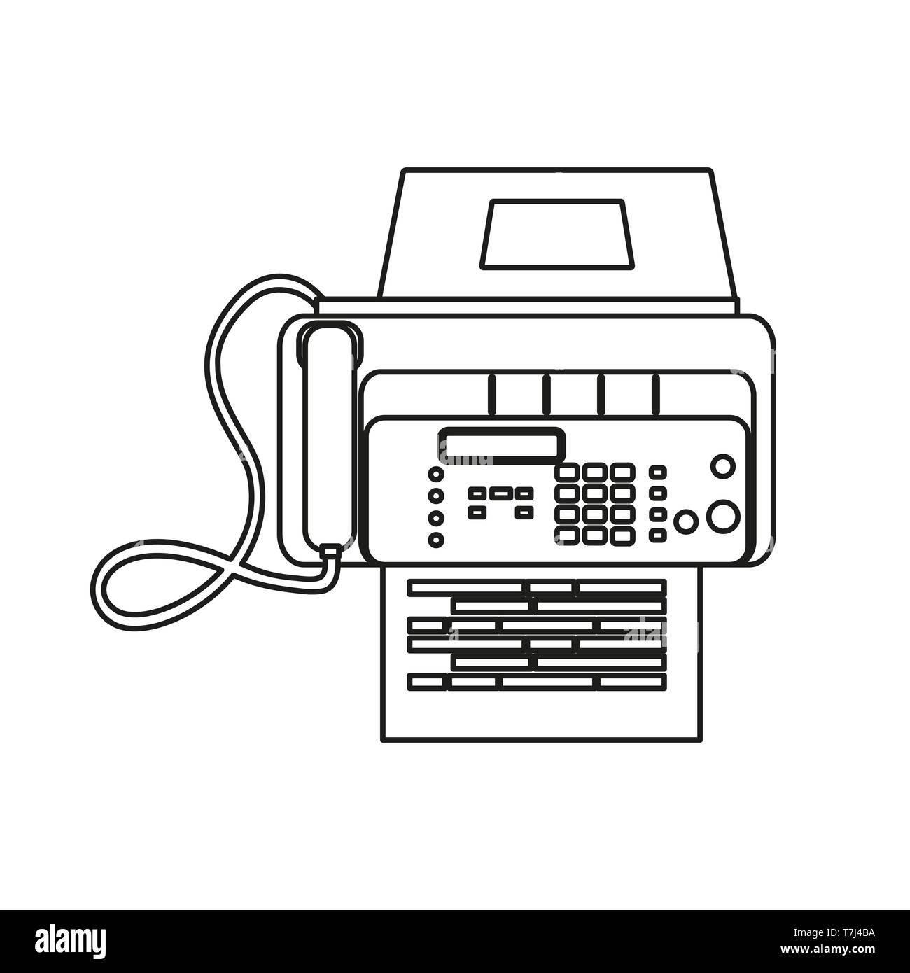 Fax line icon isolated on white background. Outline thin business ...