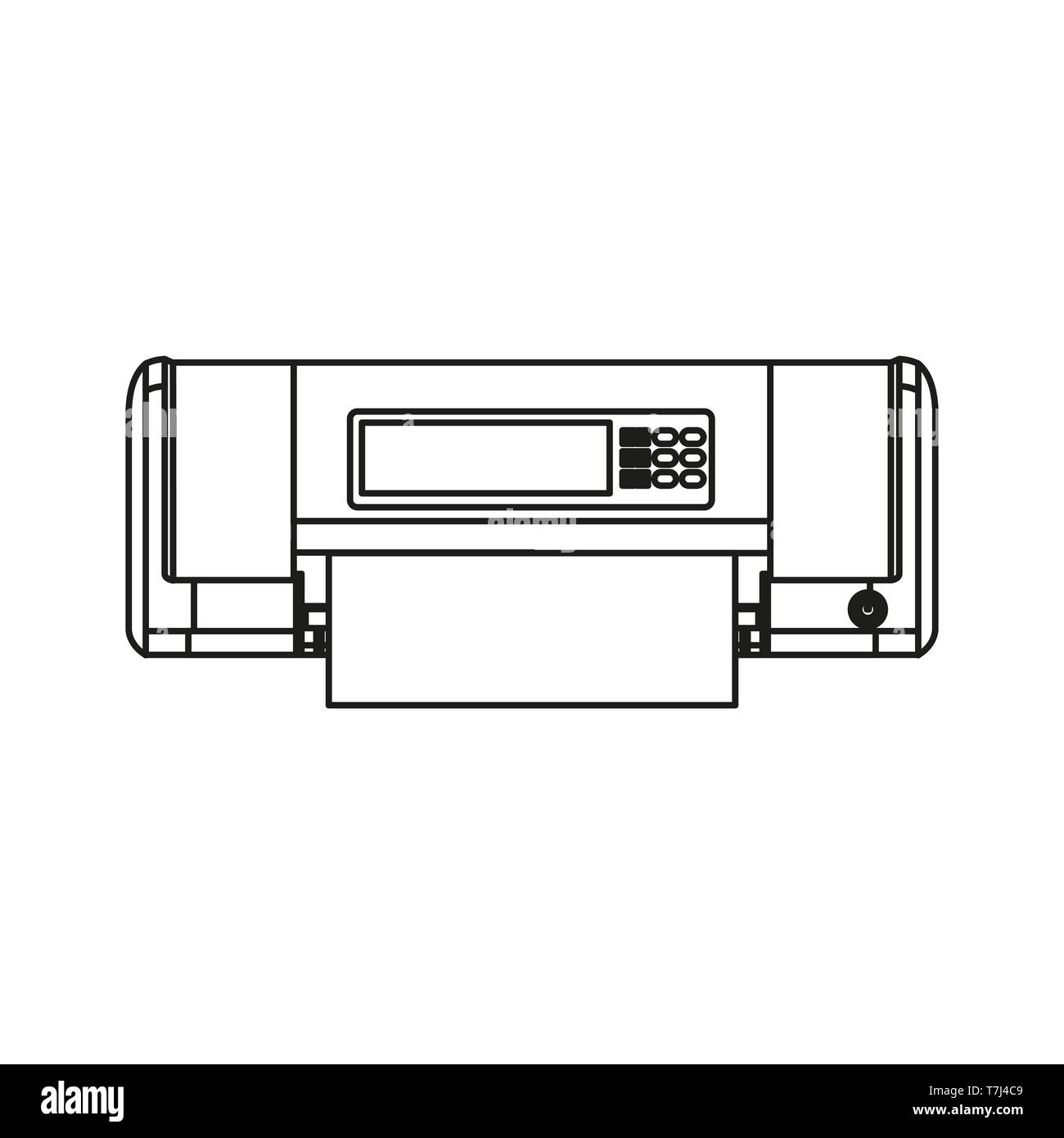 Printer line icon isolated on white background. Outline thin business ...
