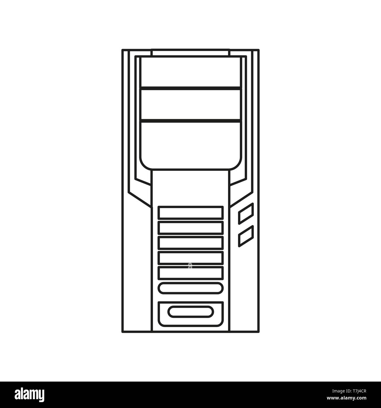 System unit line icon isolated on white background. Outline thin ...