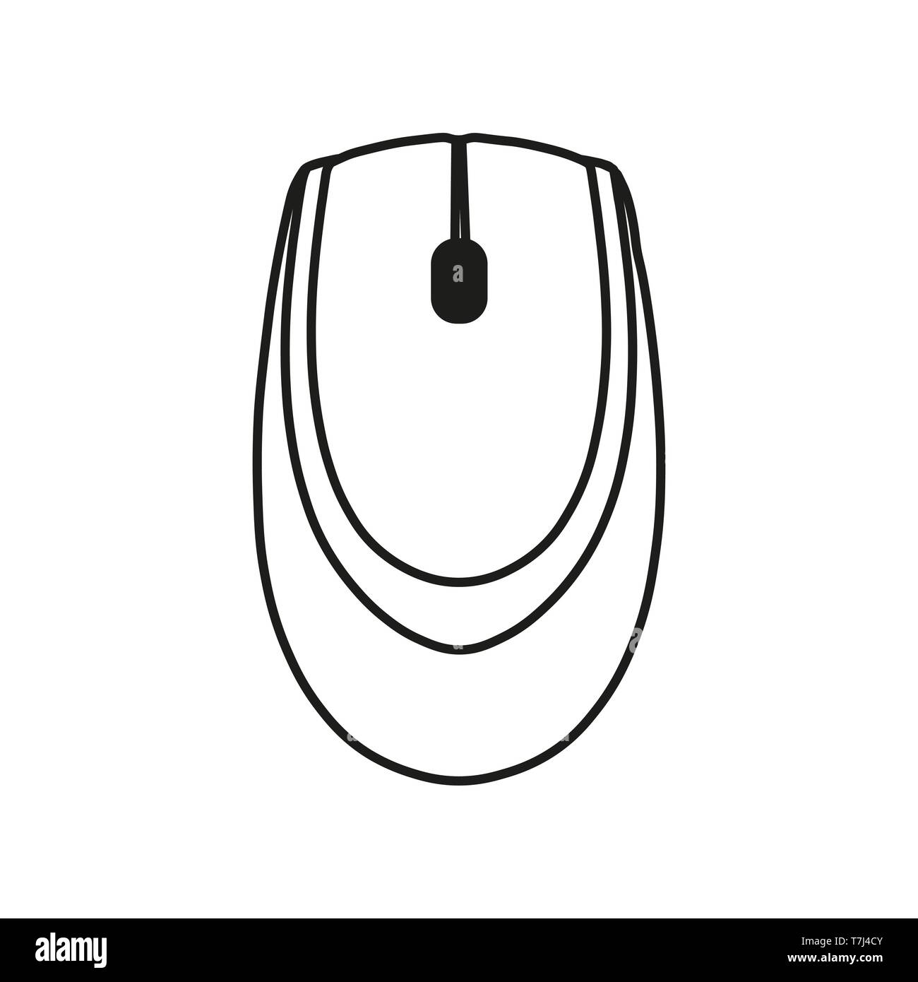 PC mouse line icon isolated on white background. Outline thin digital ...