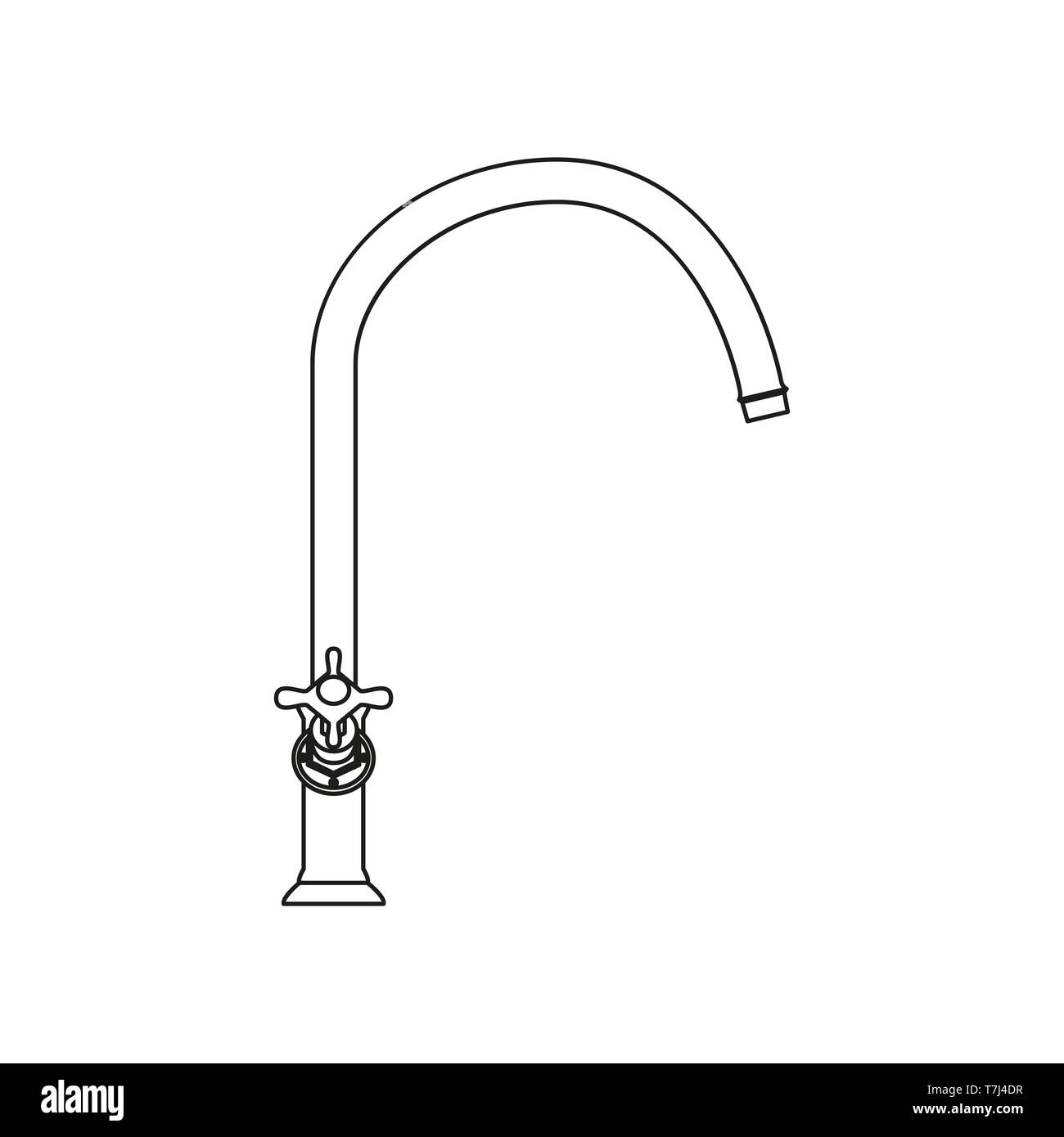 Sink line icon isolated on white background. Outline thin basin ...