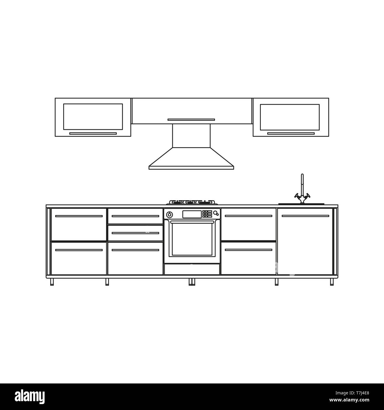 Kitchen line icon isolated on white background. Outline thin equipment ...