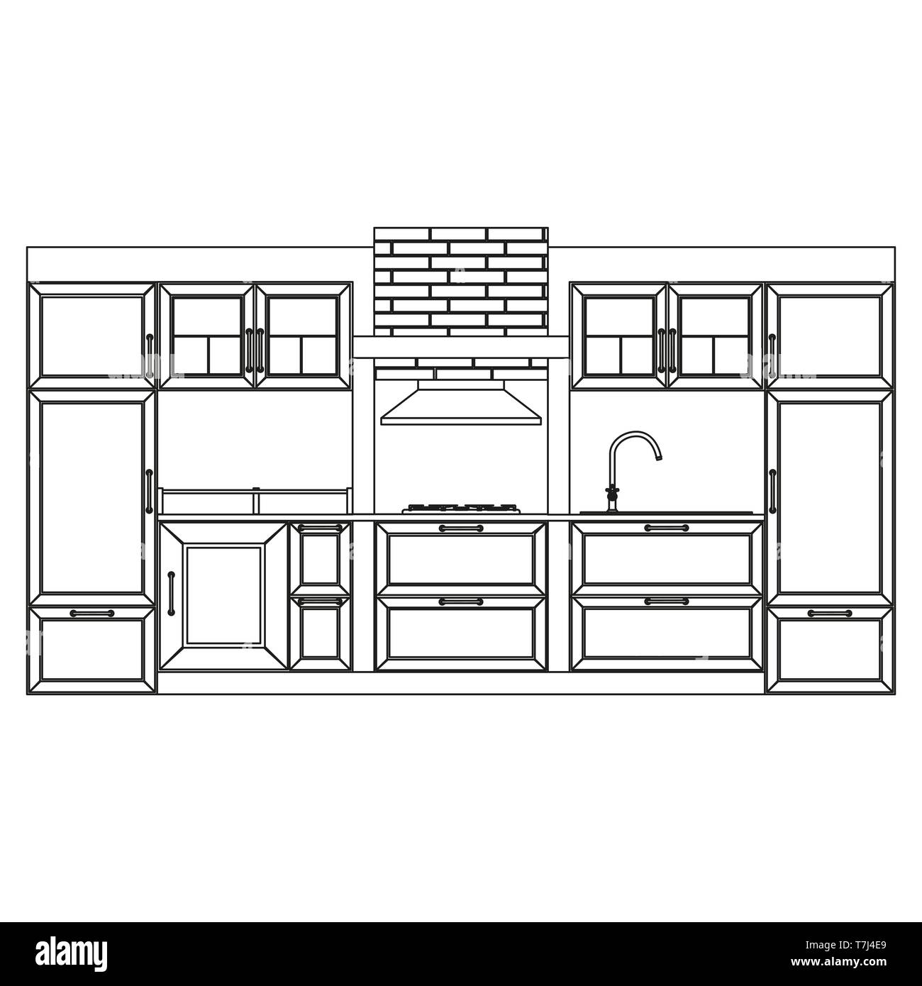Kitchen line icon isolated on white background. Outline thin equipment ...