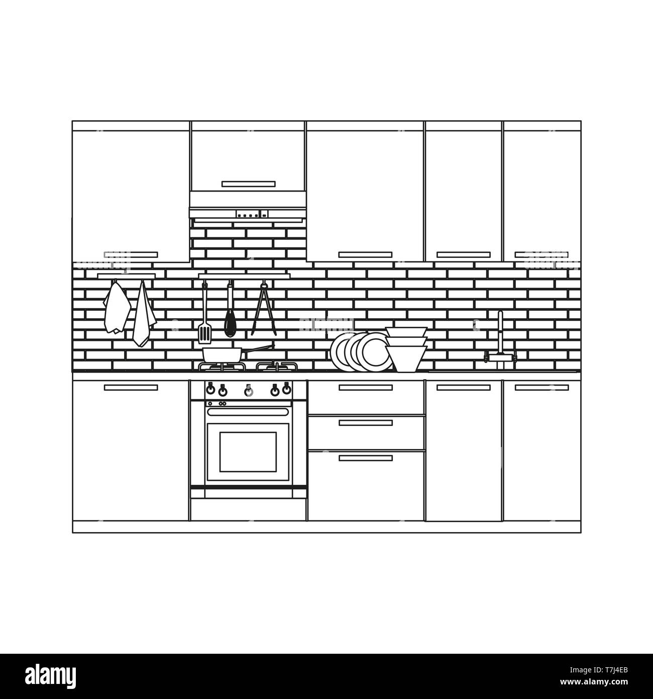 Kitchen line icon isolated on white background. Outline thin equipment ...