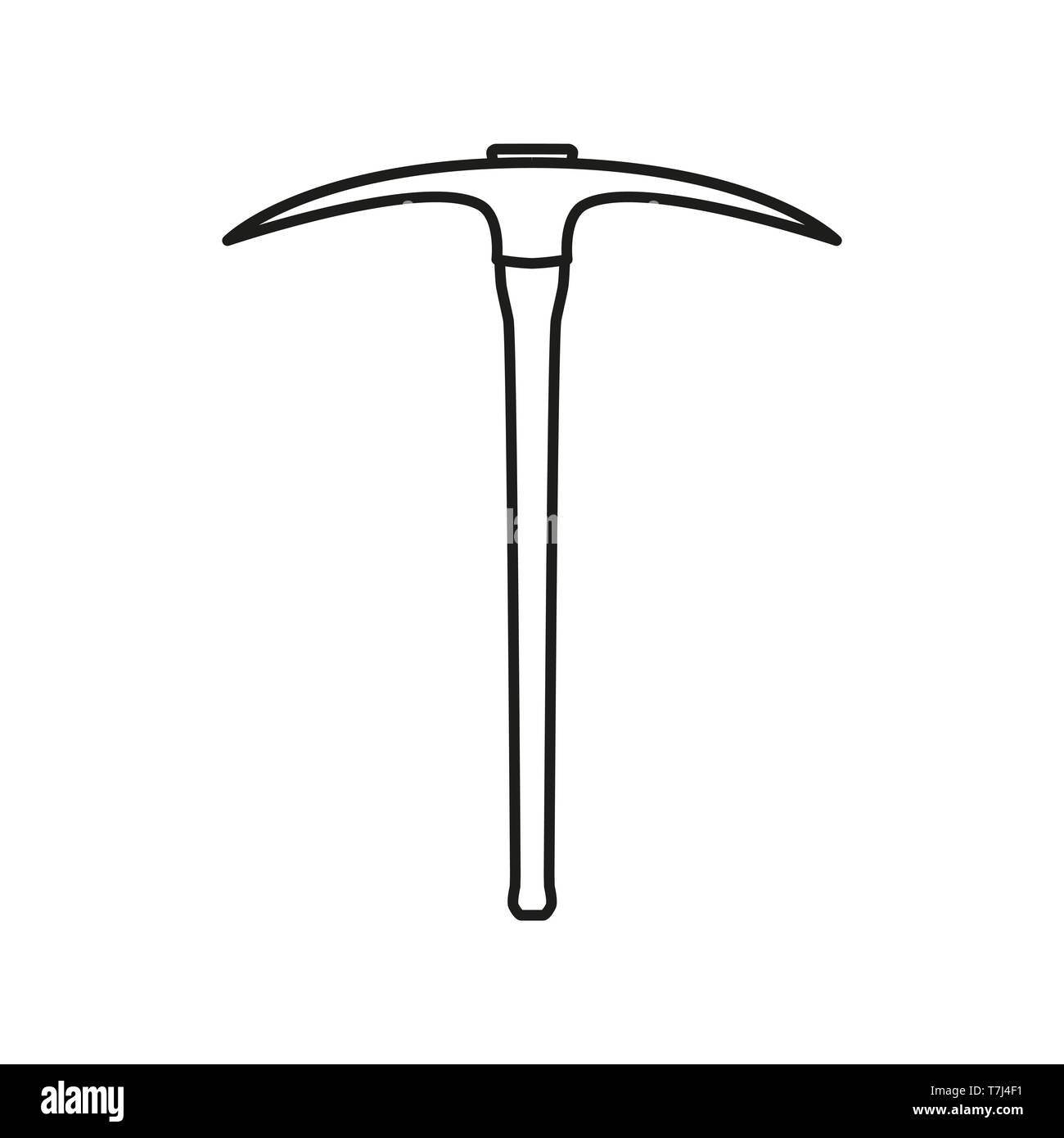 Pickaxe line icon isolated on white background. Outline thin ...