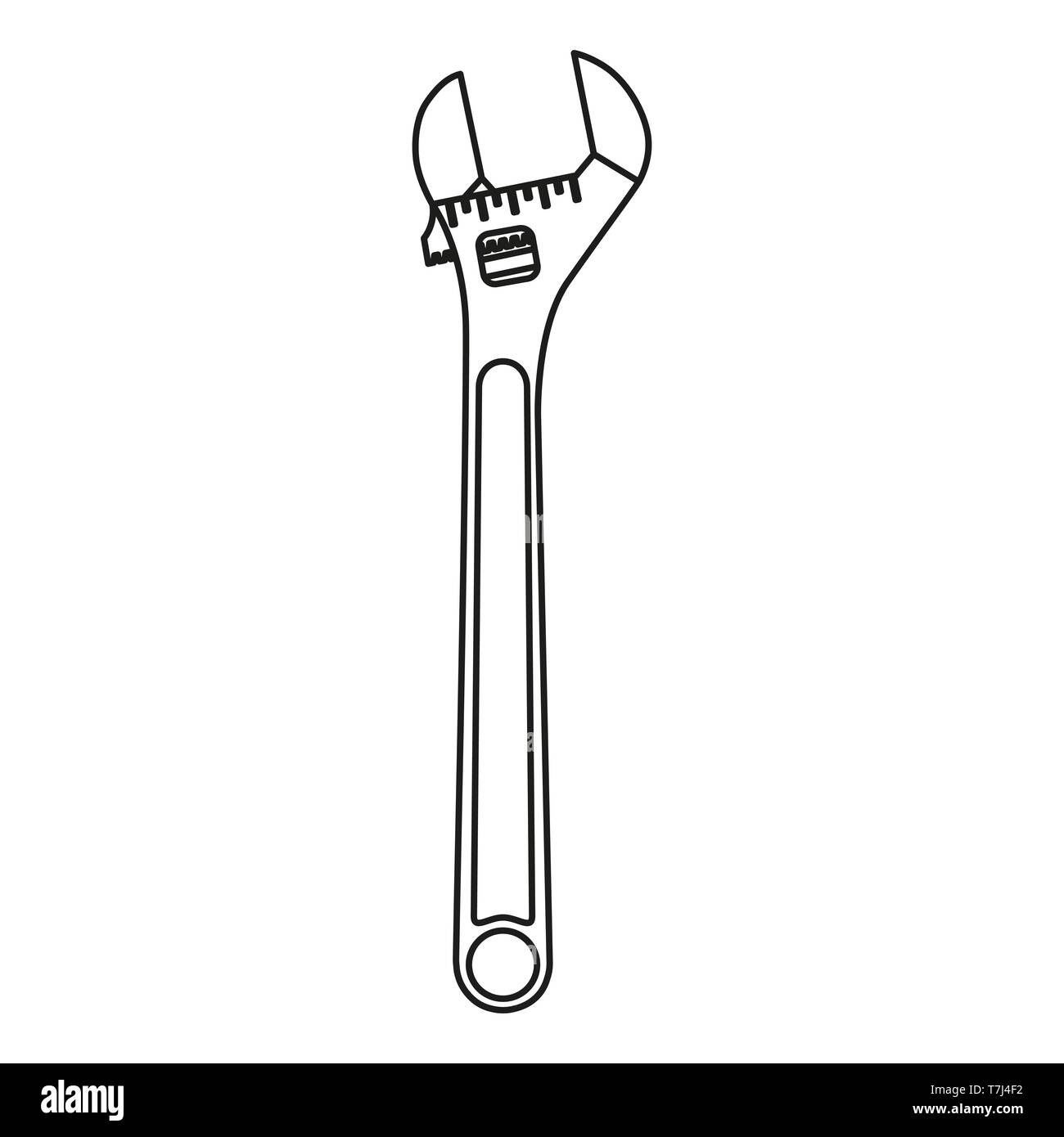 Wrench line icon isolated on white background. Outline thin industry ...
