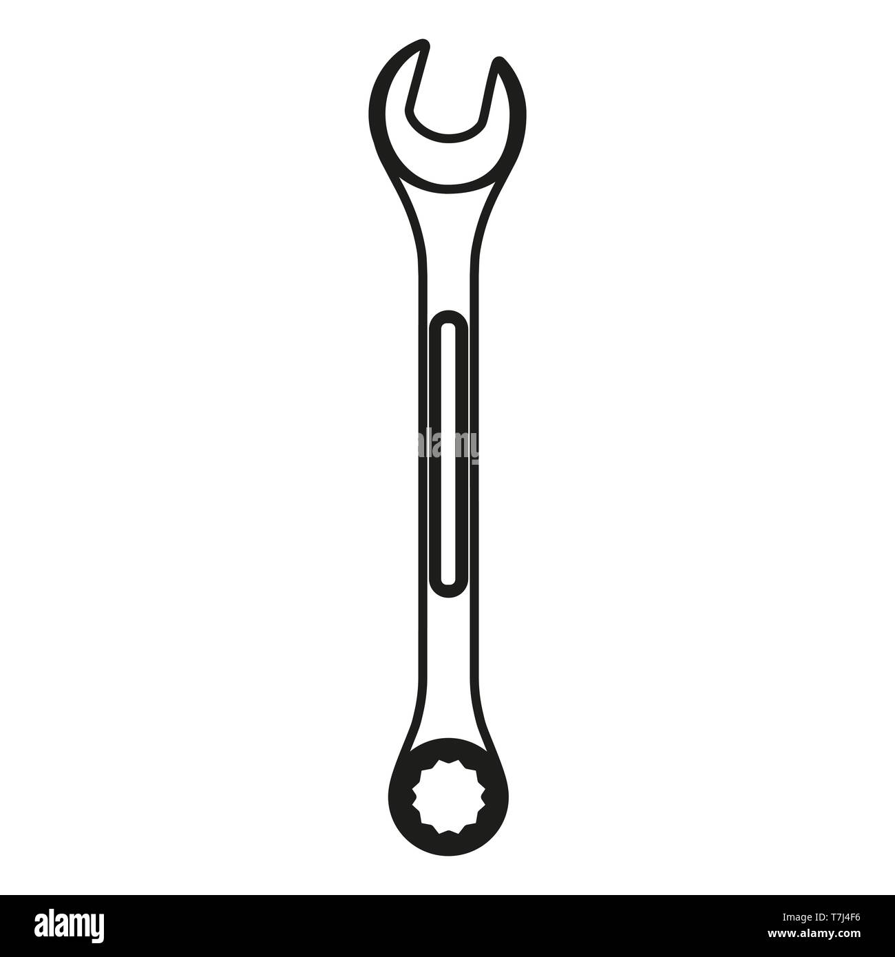 Wrench line icon isolated on white background. Outline thin industry ...