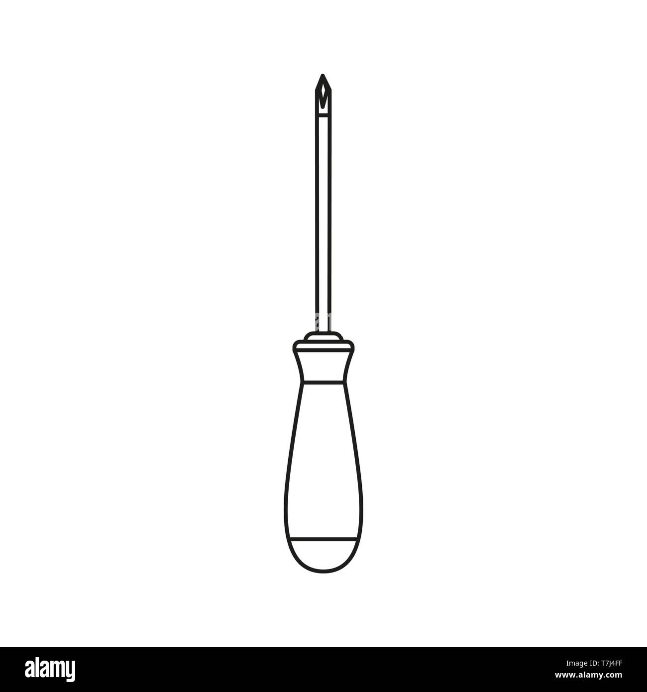 Screw driver line icon isolated on white background. Outline thin ...