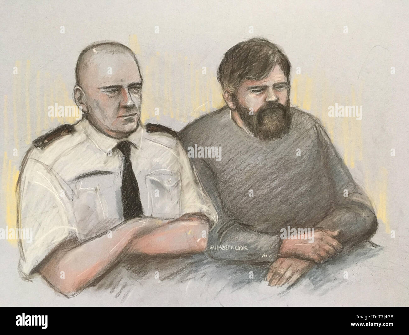 Court artist sketch by elizabeth cook of carl beech hi-res stock ...