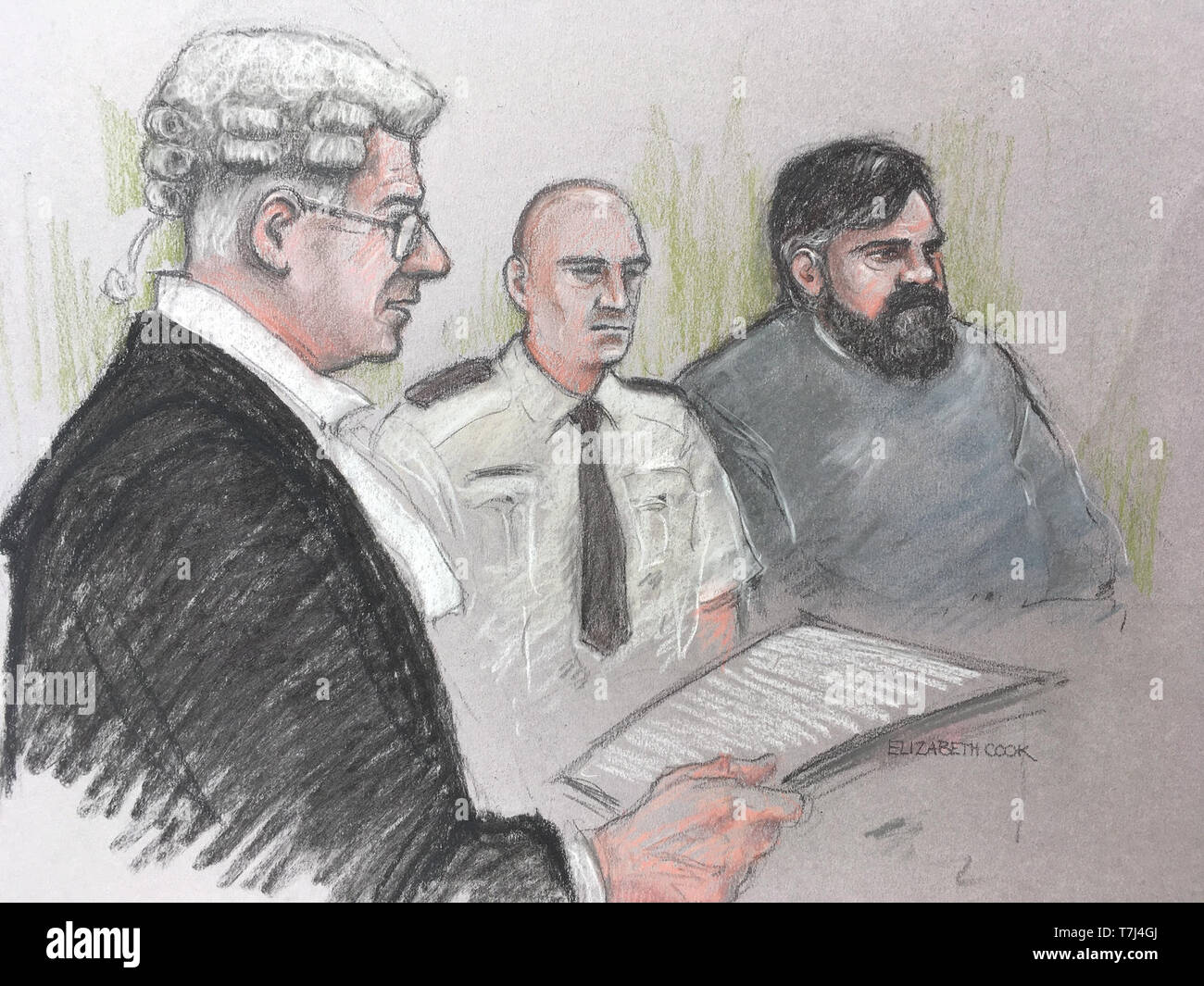 Court artist sketch by elizabeth cook of carl beech hi-res stock ...