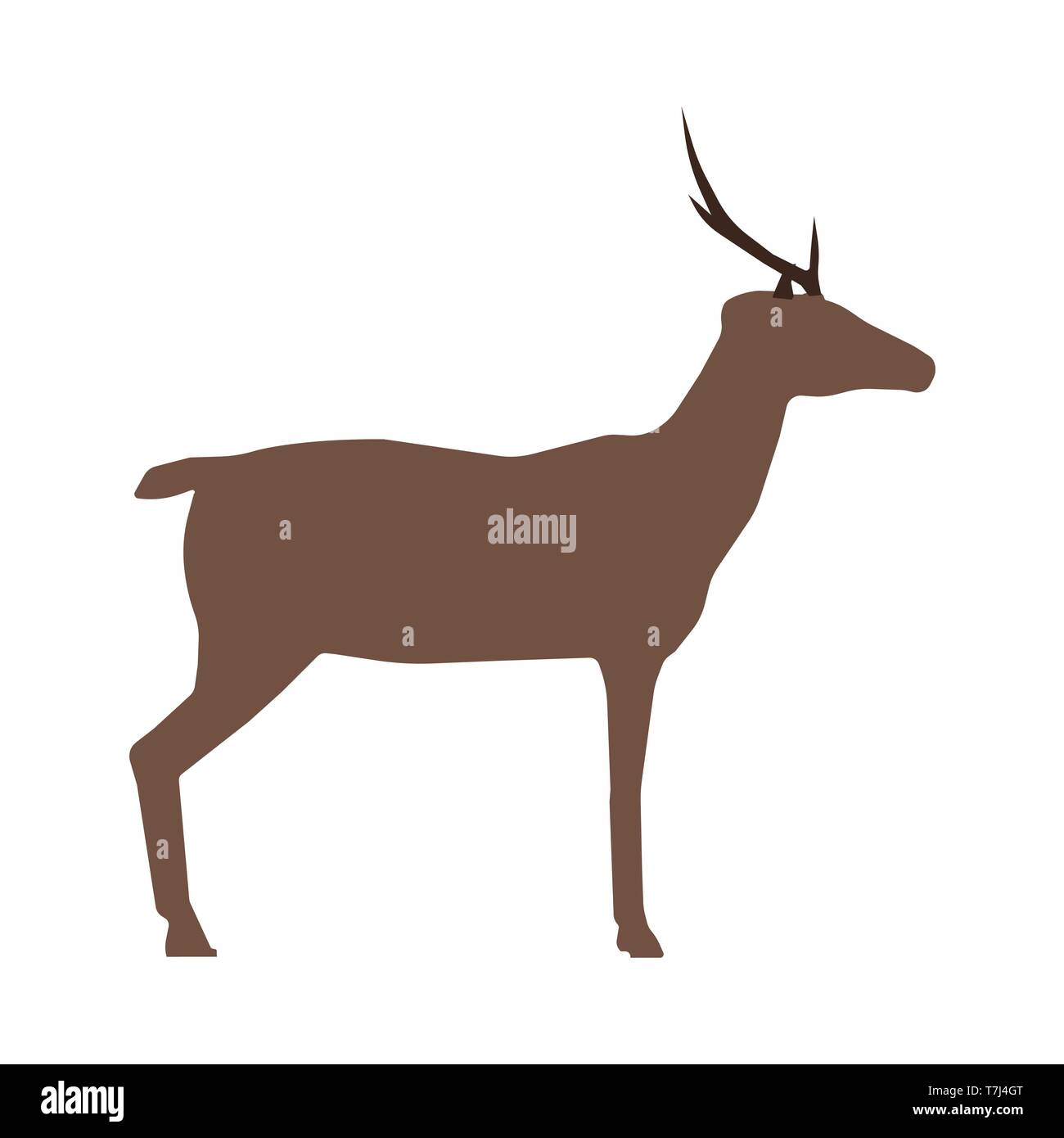Reindeer side view vector flat symbol. Silhouette concept pose Stock ...