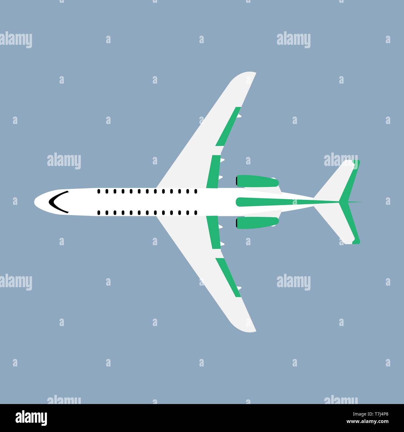 Airliner transportation journey white plane top view. Tourist travel ...