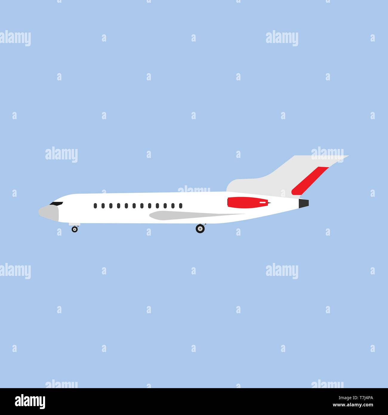 Airliner passenger transportation technology engine side view flat icon ...