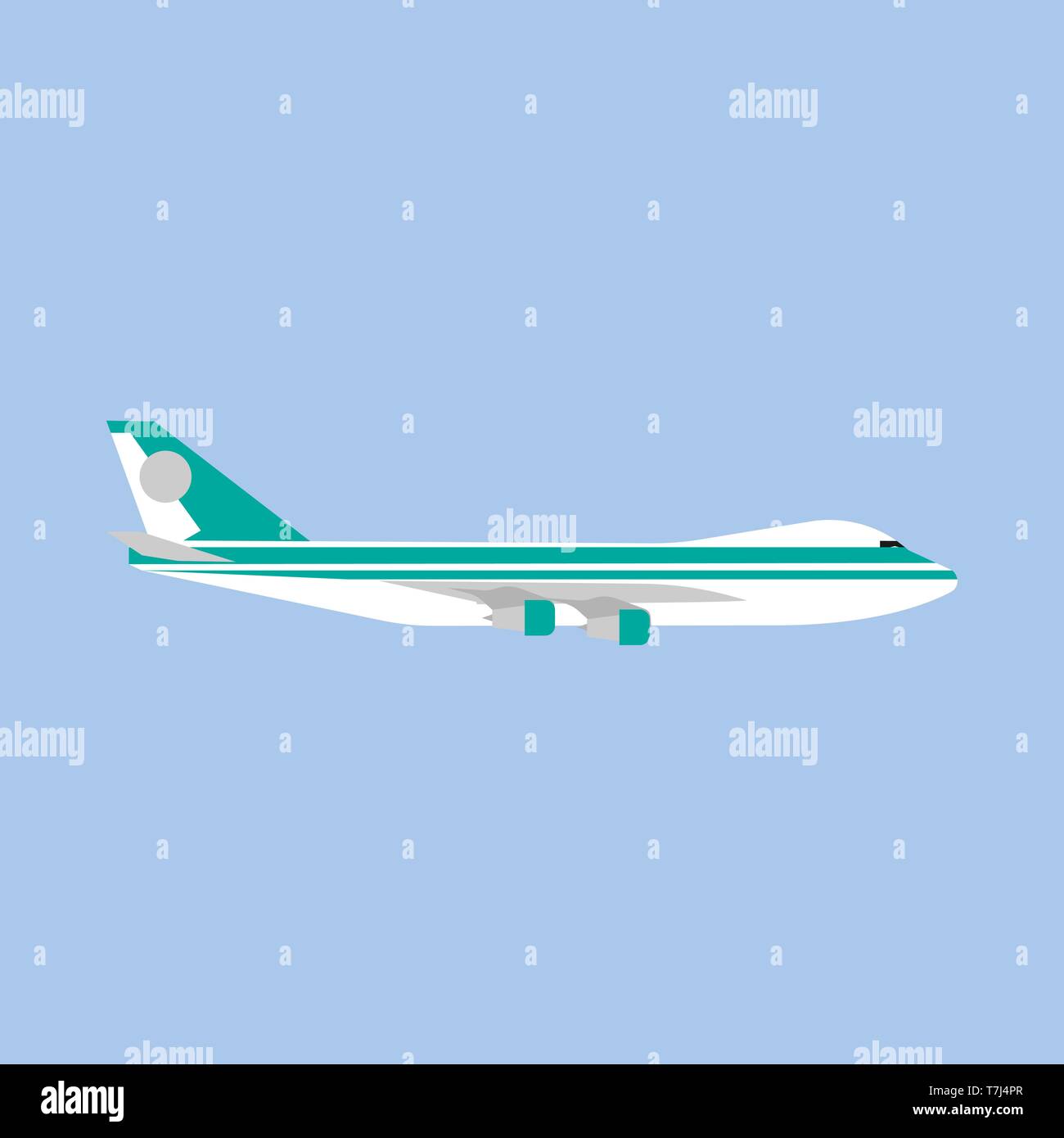 Aeroplane transoptation modern travel vehicle side view vector. Air ...