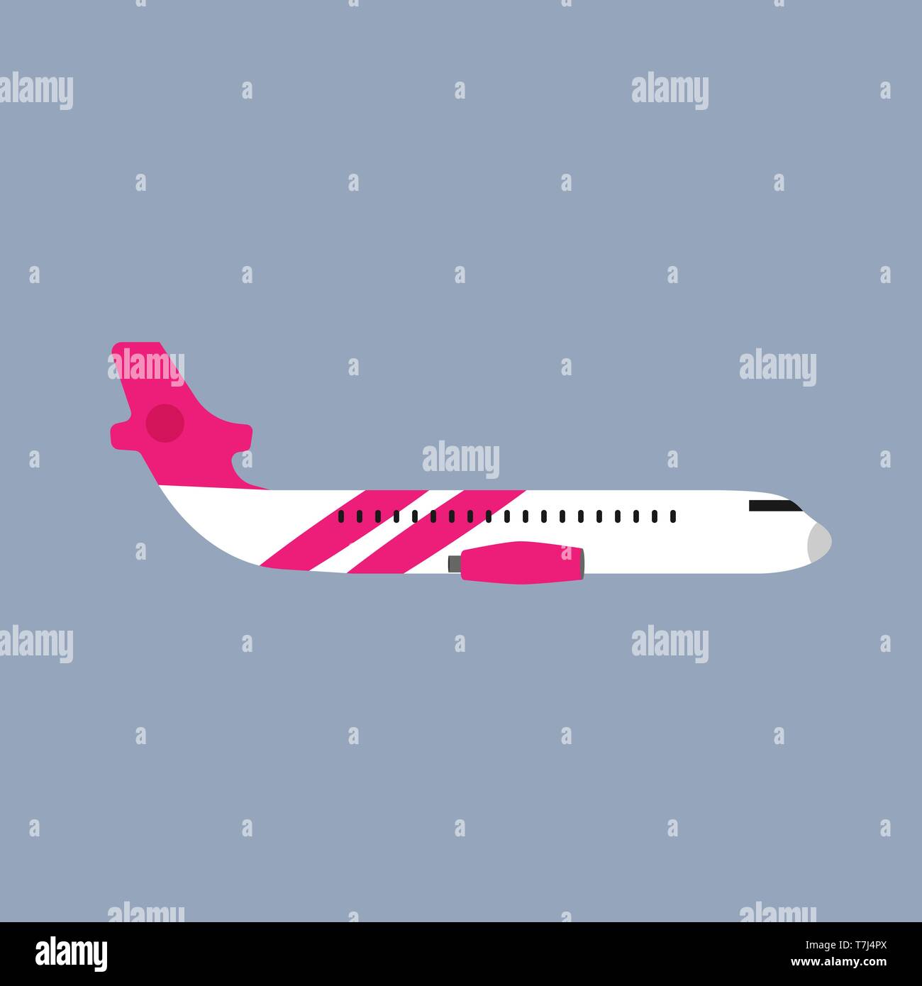 Airplane flight transportation travel vehicle side view. Flat vector ...
