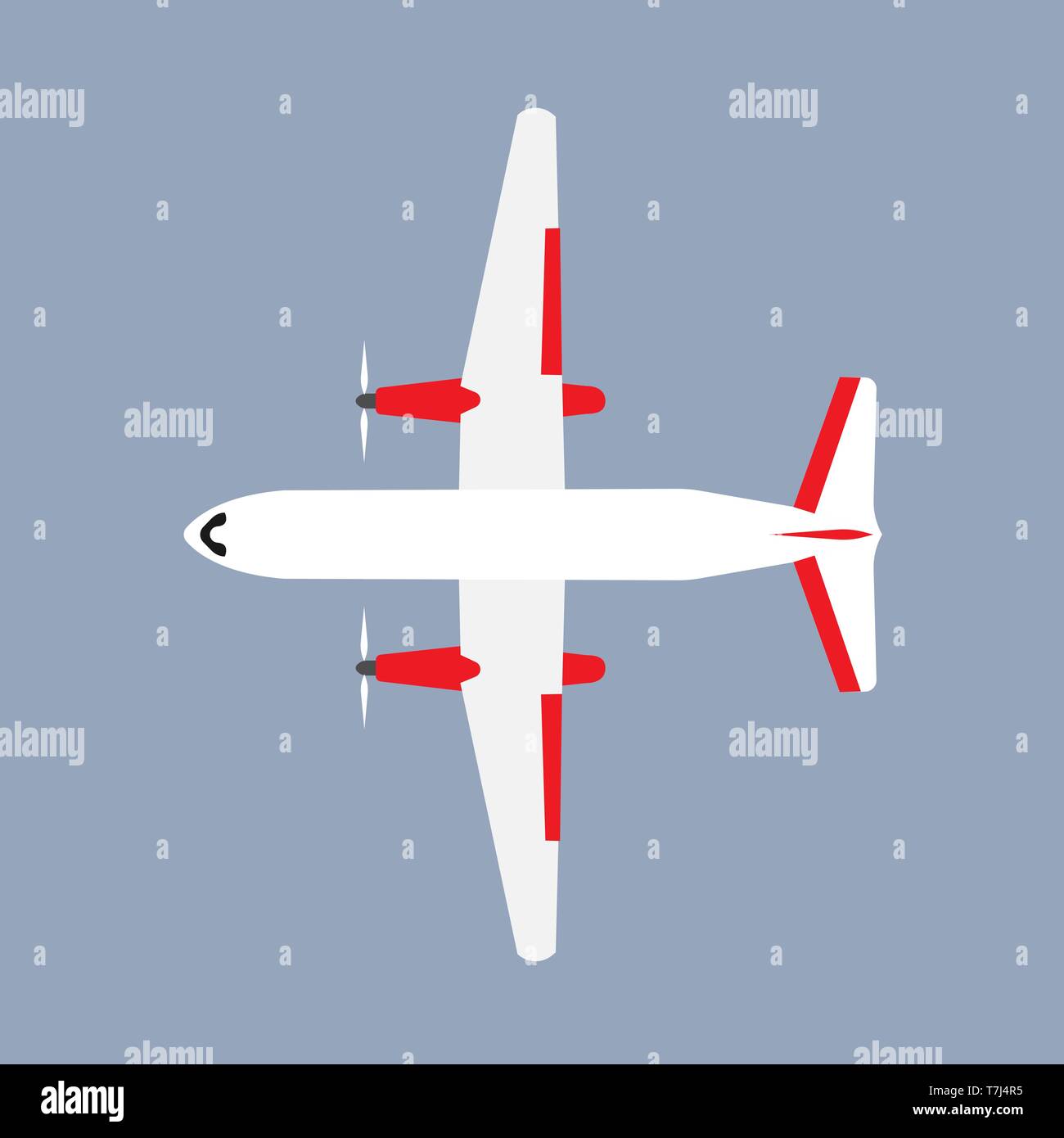 Plane travel transportation vector airliner top view. Flat business ...