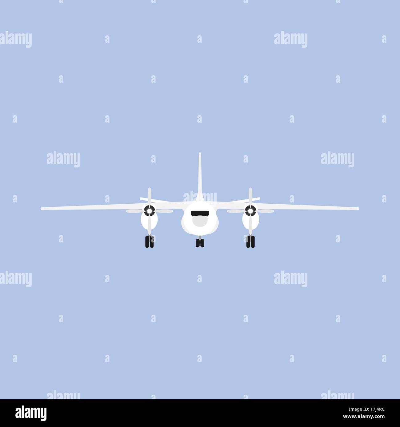 Plane travel transportation vector airliner front view. Flat business ...