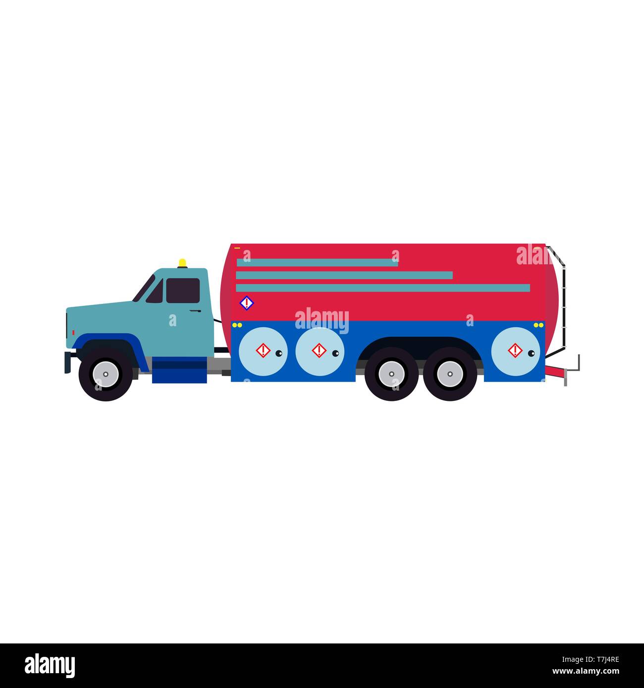 Airport aviation fuel truck vector flat side view. Airplane petrol ...