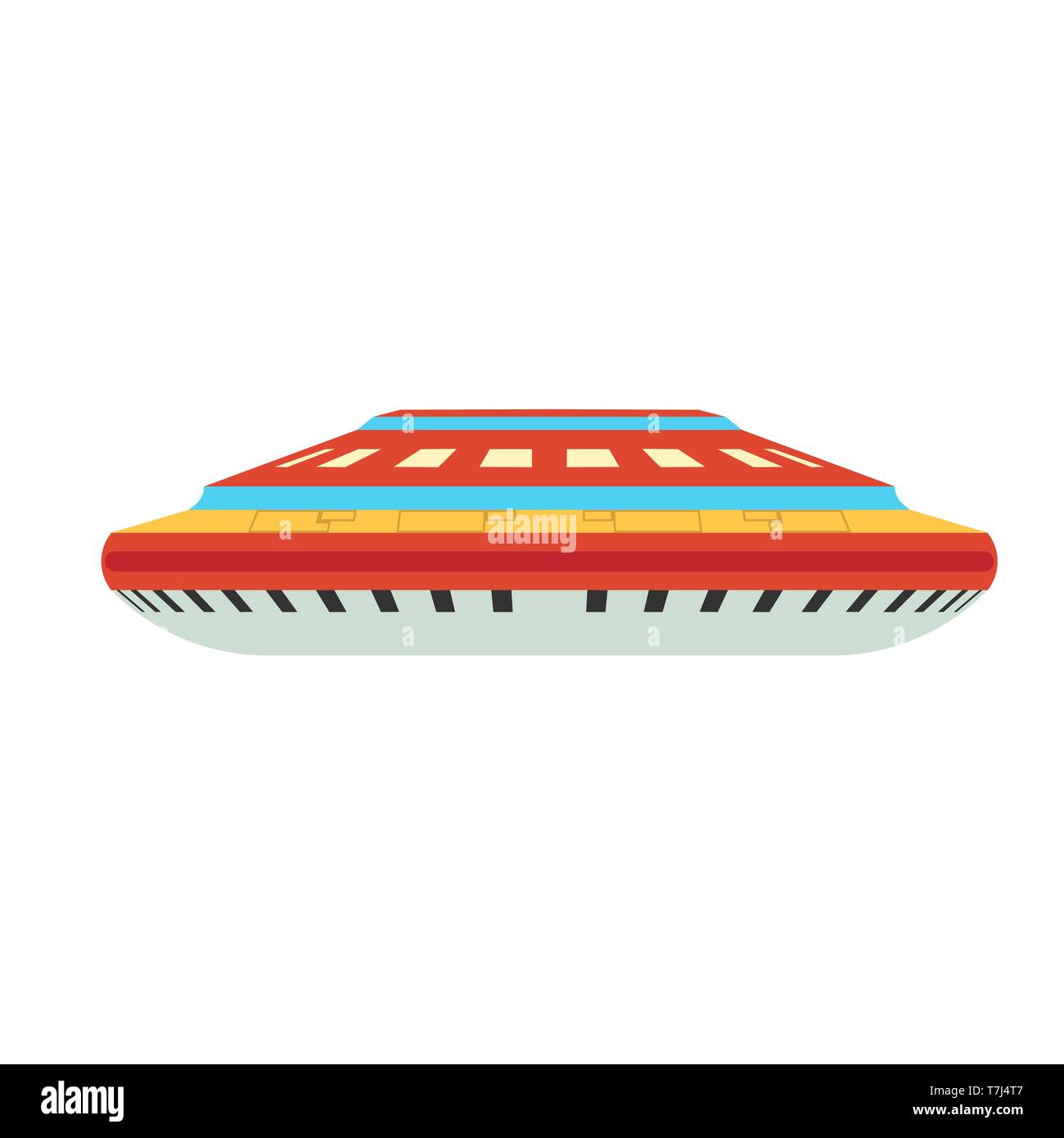 Alien spaceship astronomy ufo vehicle flat. Invaders transport concept ...