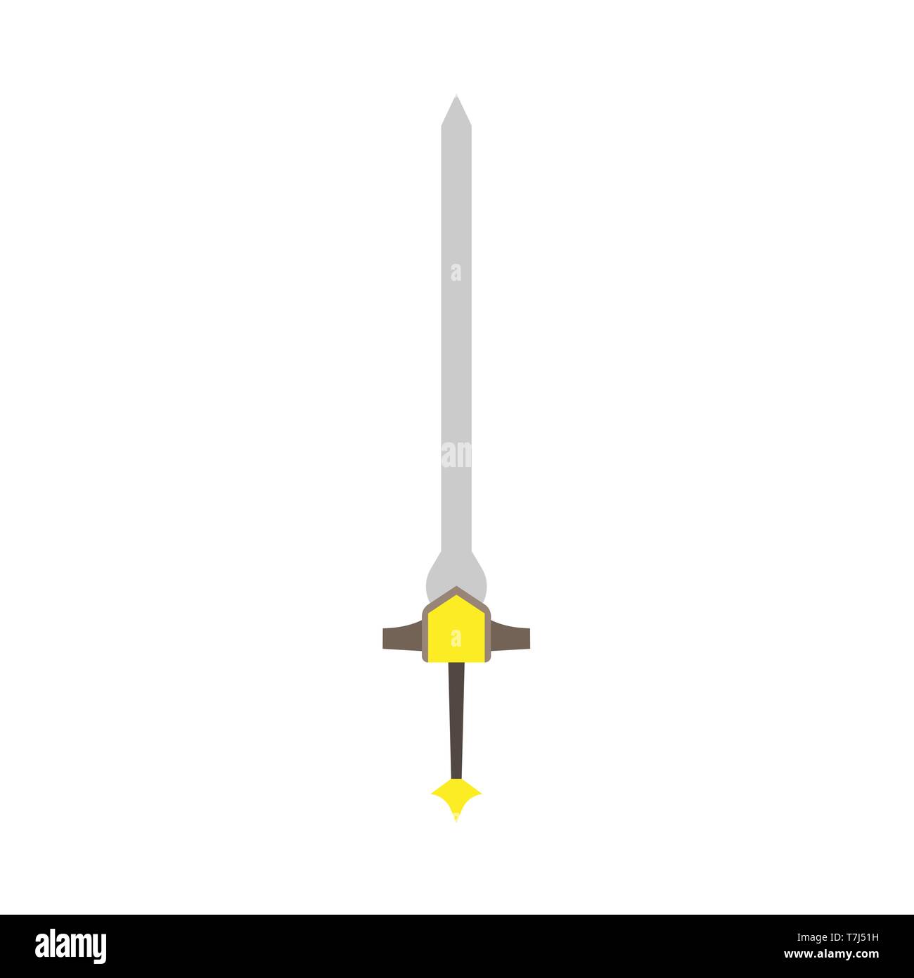 Longsword vector sharp cartoom magic king icon illustration. Medieval ...