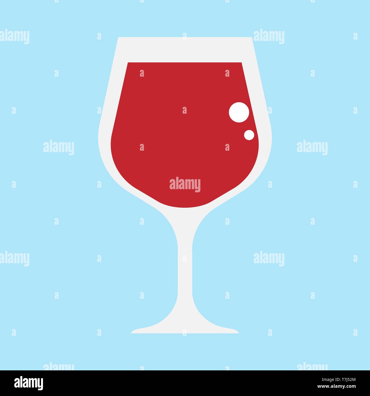 Wine glass red flat taste vector drink. Romantic alcohol glassware ...