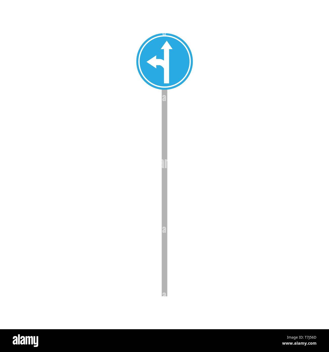 Blue circle road transportation urban sign. Flat vector highway ...